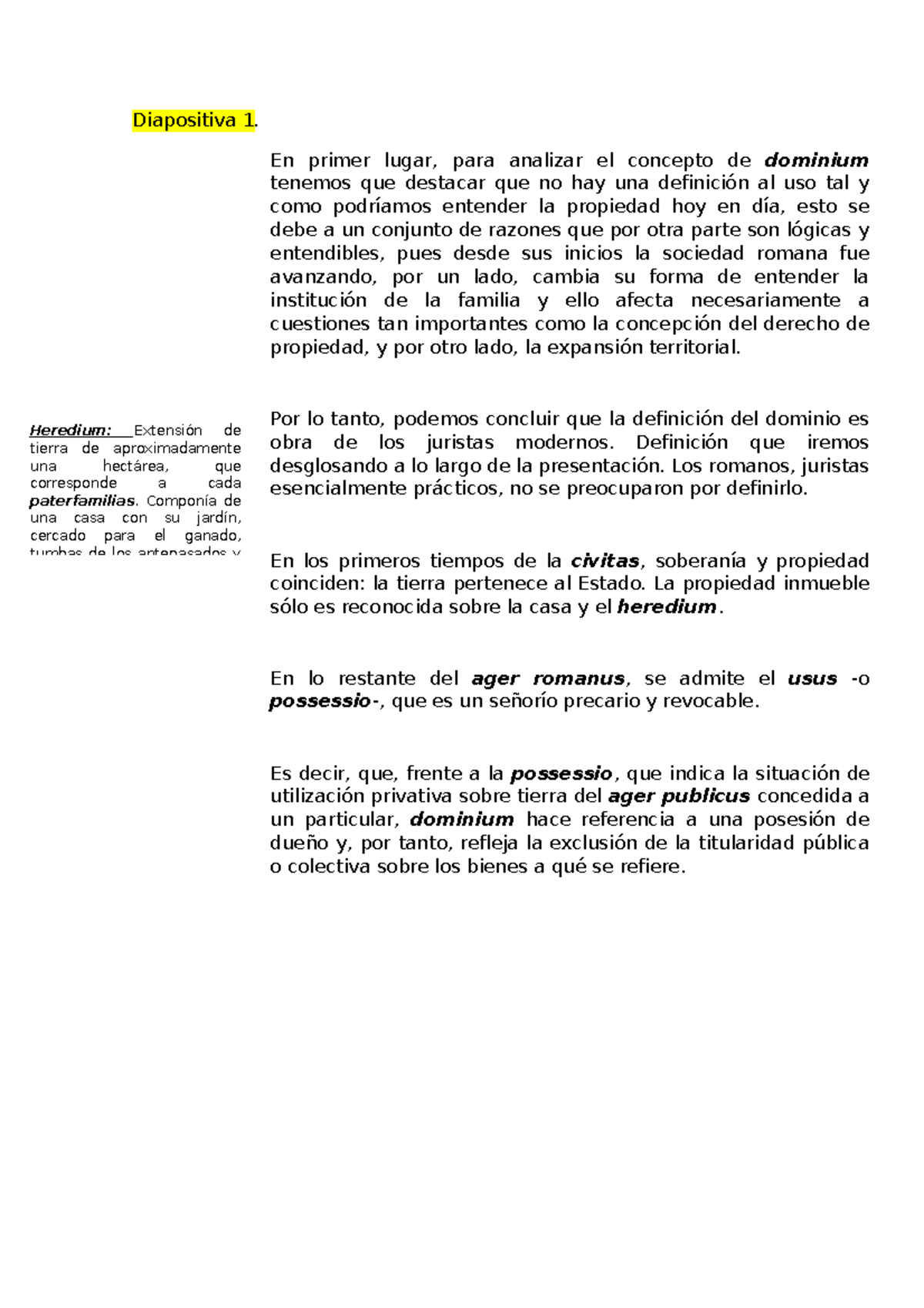 Trabajo(Dominium) - Practica derecho romano curso 2022-2023 ...