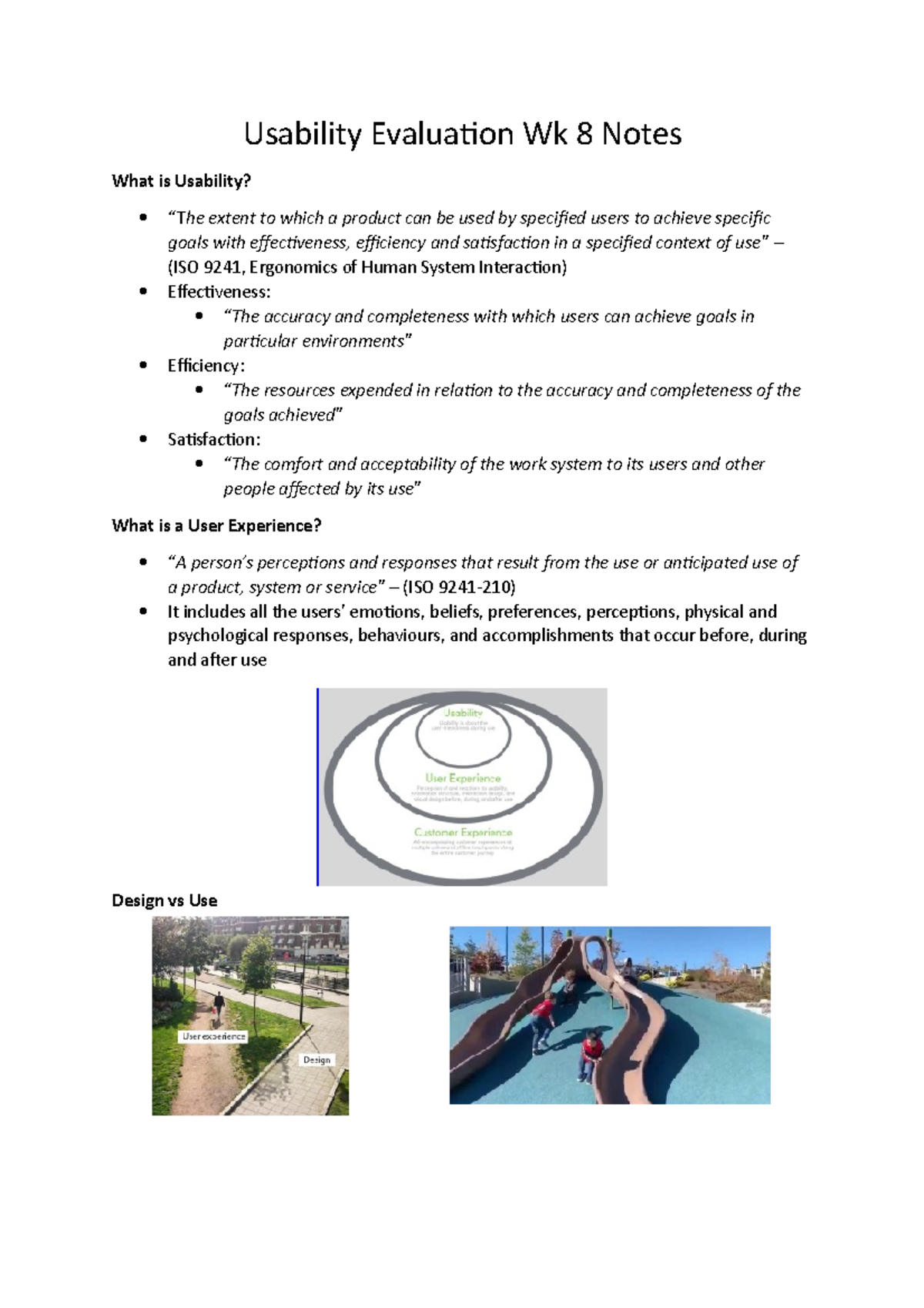 Usability Evaluation Wk 8 Notes - Usability Evaluation Wk 8 Notes What ...