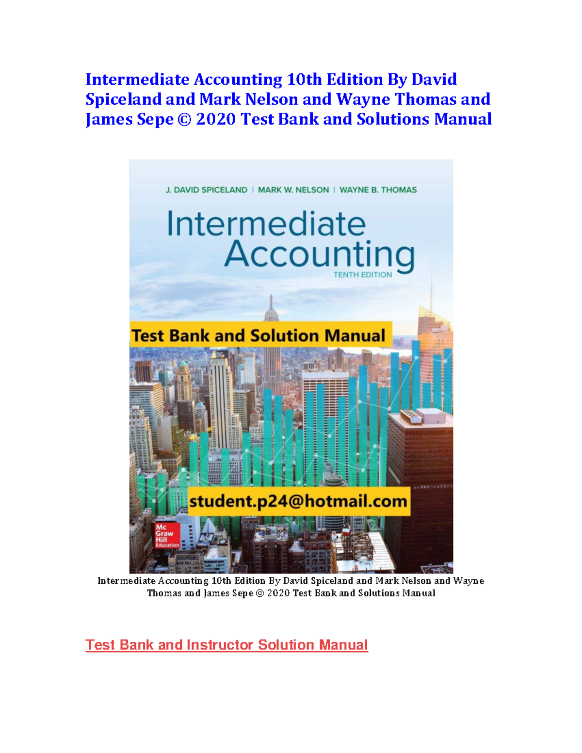 Toaz - asdsad - Intermediate Accounting 10th Edition By David Spiceland ...