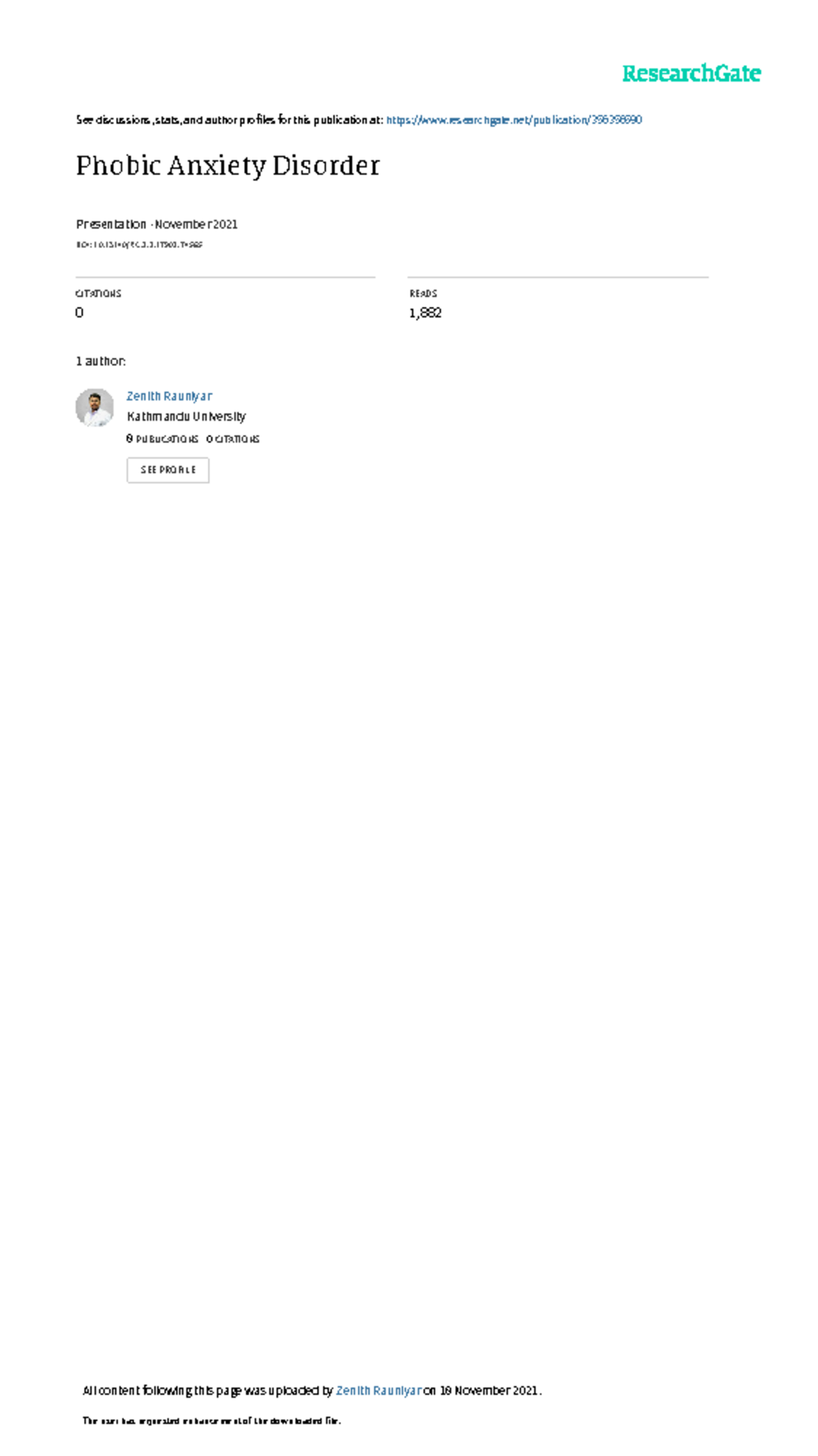 Phobic Anxiety Disorder - See discussions, stats, and author profiles ...