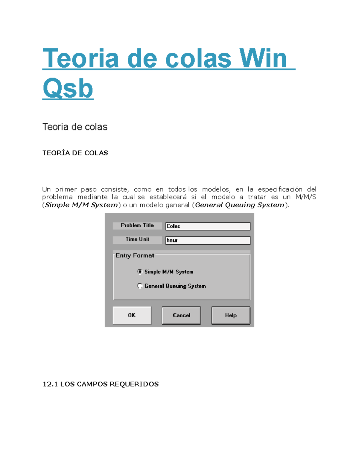 Teoria de colas Win Qsb - Uso de Win Qsb - Teoria de colas Win Qsb ...