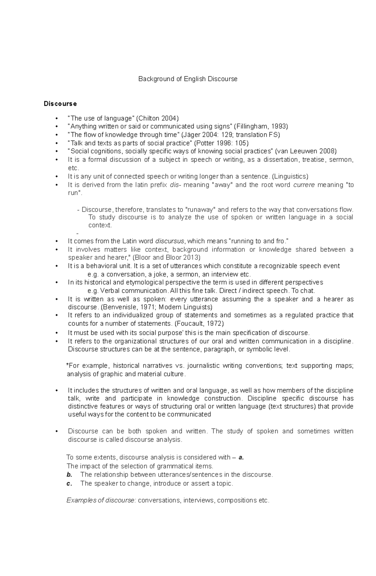 Background of English Discourse - Background of English Discourse ...
