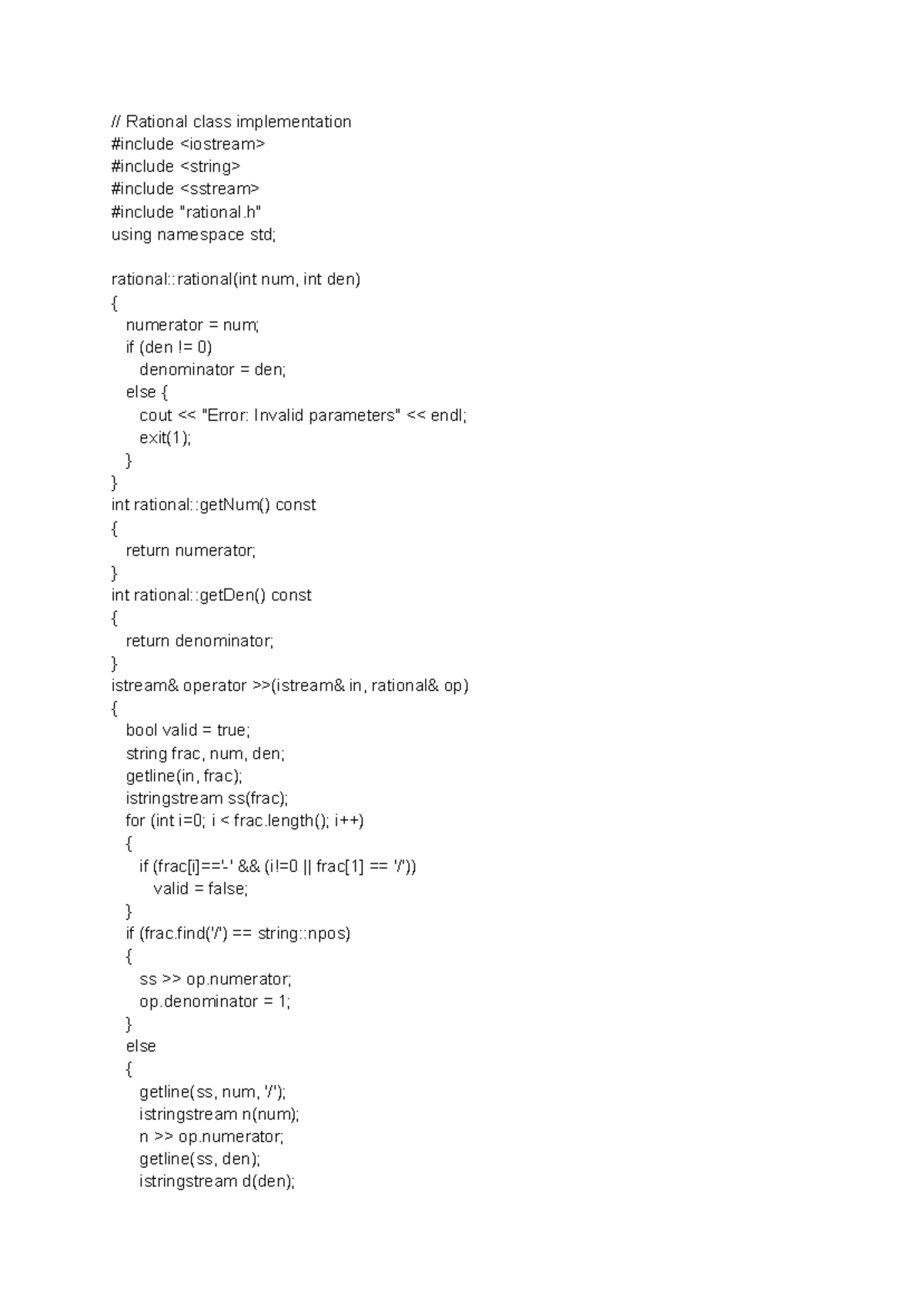 Rational cpp - As the title says - // Rational class implementation #include - Studocu