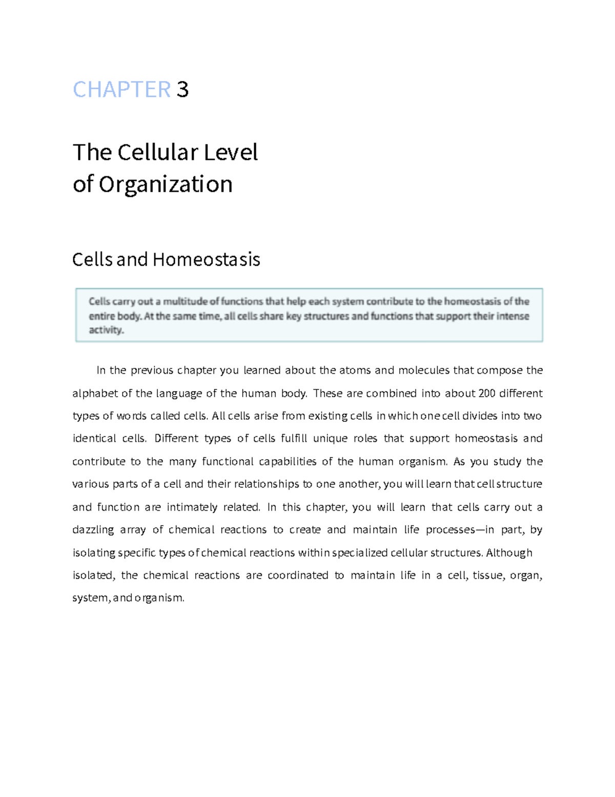 Chapter 3 - THE Cellular Level OF Organization ( Anaphy) - CHAPTER 3 ...