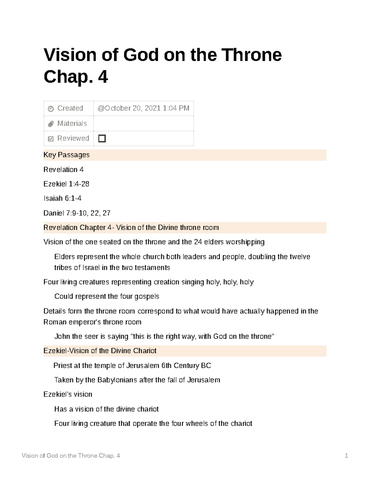 Vision of God on the Throne Chap - 4 1 Vision of God on the Throne Chap. 4 Created Materials ...