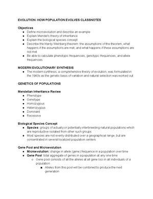 Evolution Additional Concepts Classnotes - Ecology - EVOLUTION ...