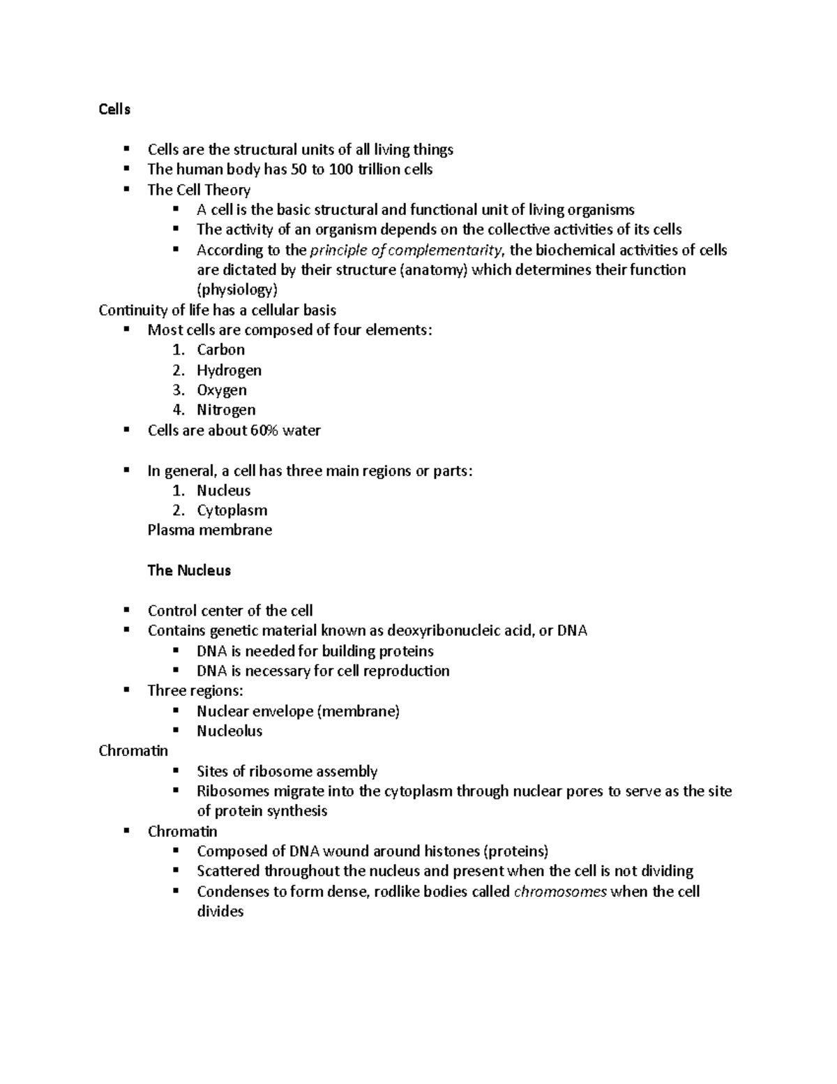 Cell ch note - Cell ch note - Cells § Cells are the structural units of ...