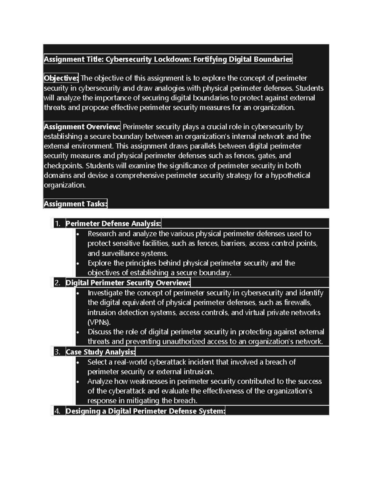 Assignment 16 - Assignment Title: Cybersecurity Lockdown: Fortifying Digital Boundaries ...