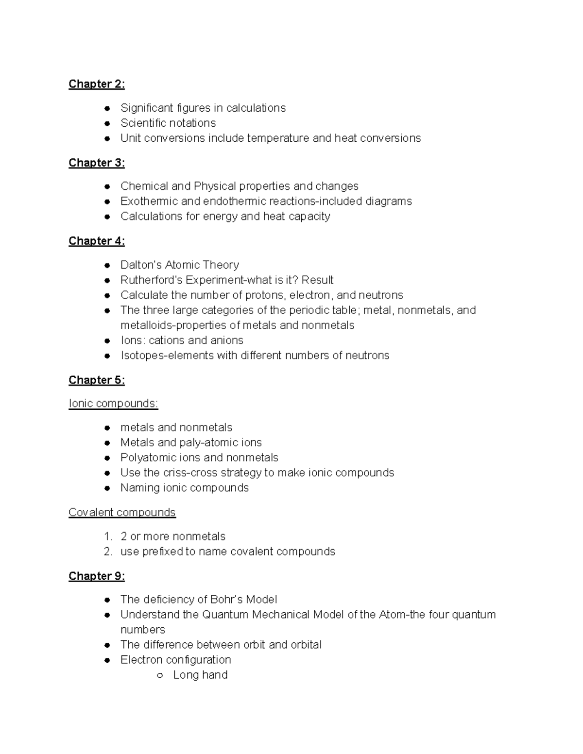 Final Exam Study Guide - Chapter 2: Significant figures in calculations ...
