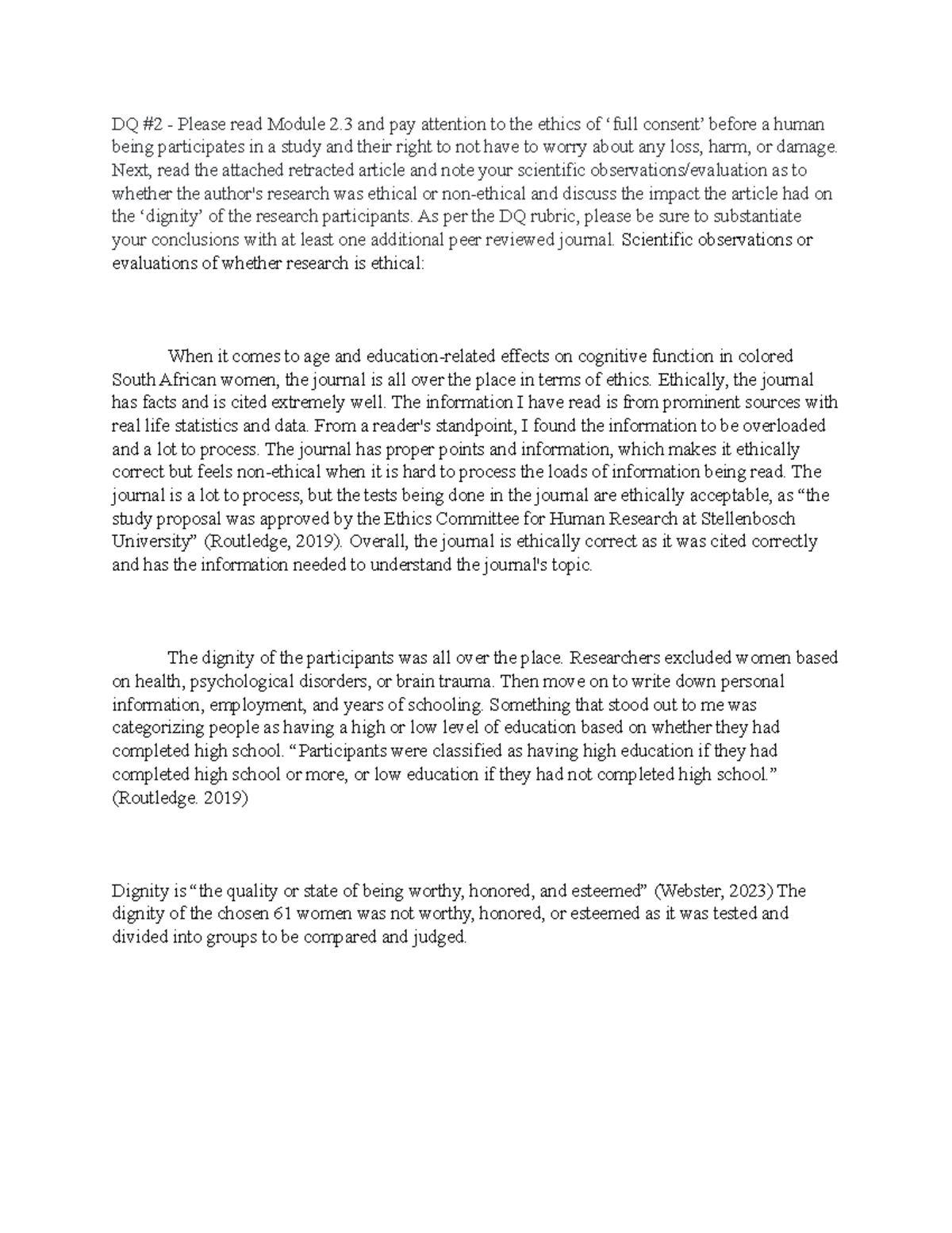 Document 1 - assignment chapter 1 - DQ #2 - Please read Module 2 and ...