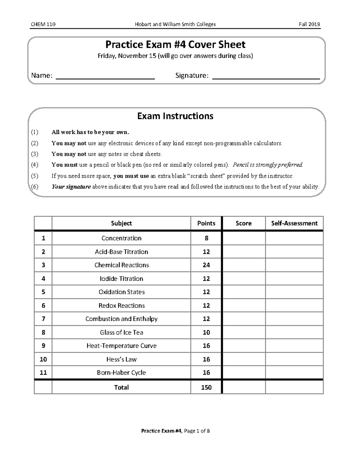 19F 110 Practice Exam 04 11 15 - Practice Exam #4 Cover Sheet Friday ...