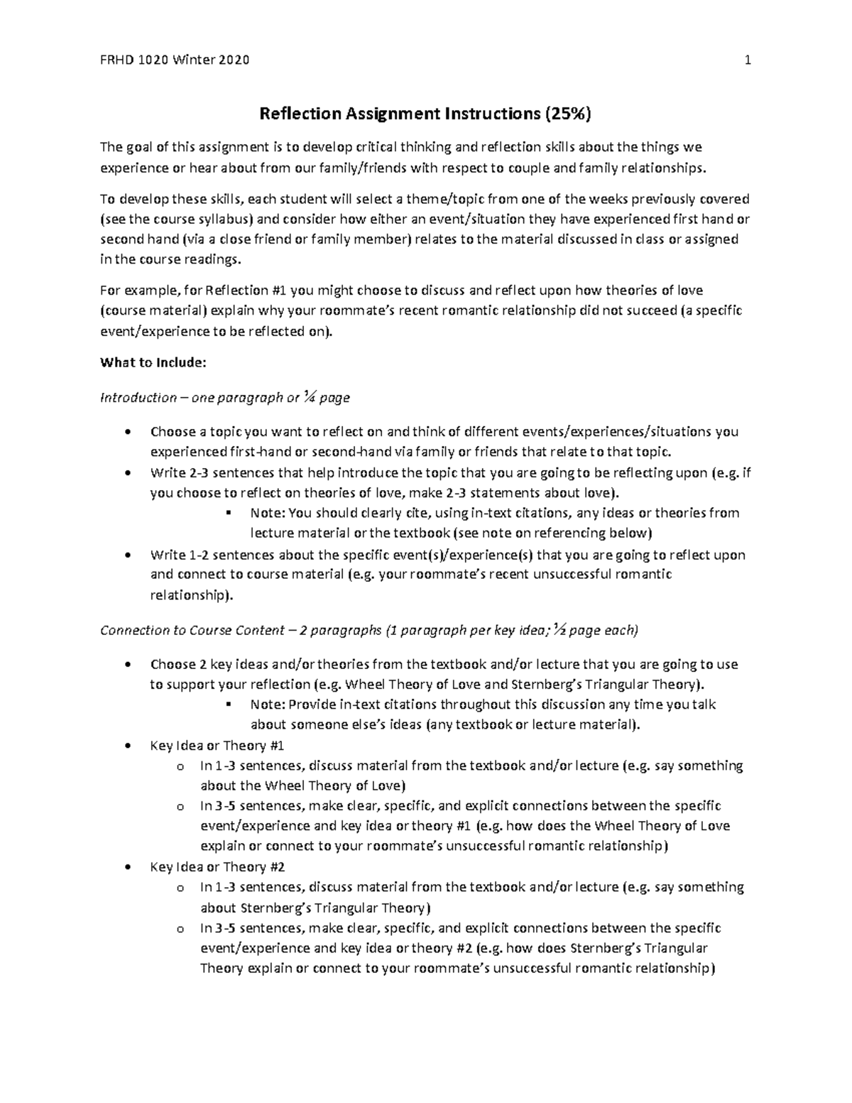 2020 Reflection Assignment Instructions - To develop these skills, each ...