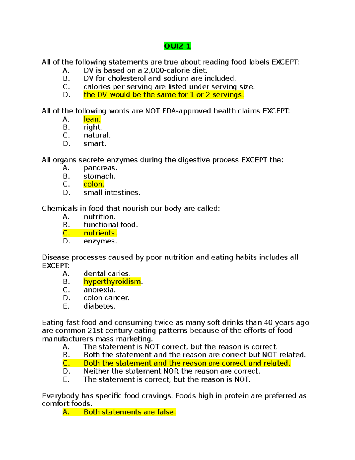 nutrition chapter 1, overview (eating 101, and reading labels week 1 ...
