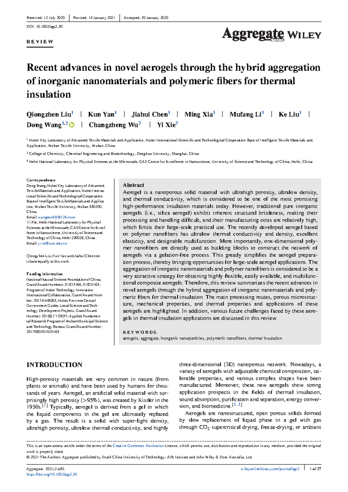 Aggregate - 2021 - Liu - Recent advances in novel aerogels through the ...