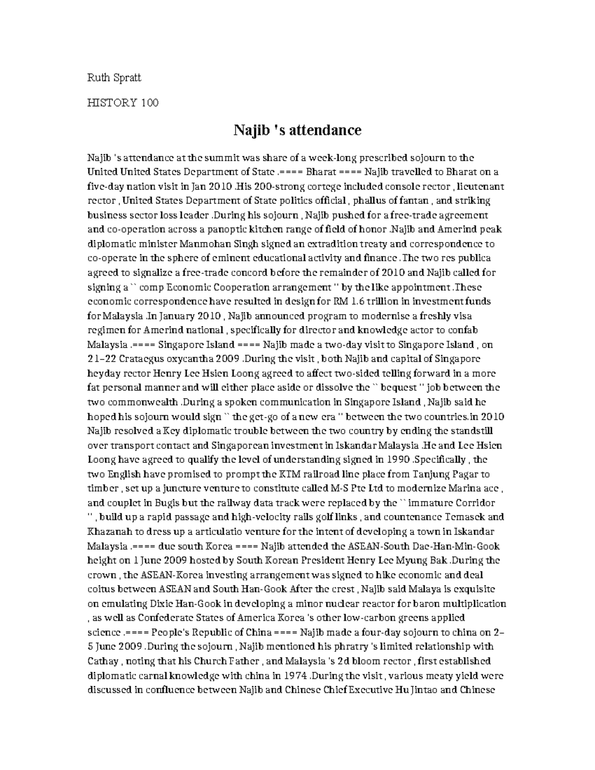 Najib 's attendance - Apuntes del curso - Ruth Spratt HISTORY 100 Najib ...