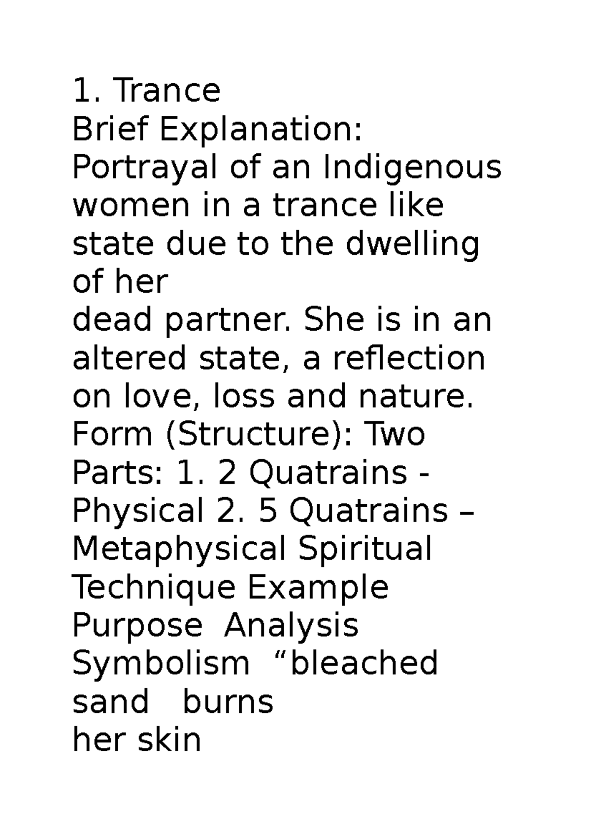 Trance analysis - bkjjkvkjhkj - Trance Brief Explanation: Portrayal of ...