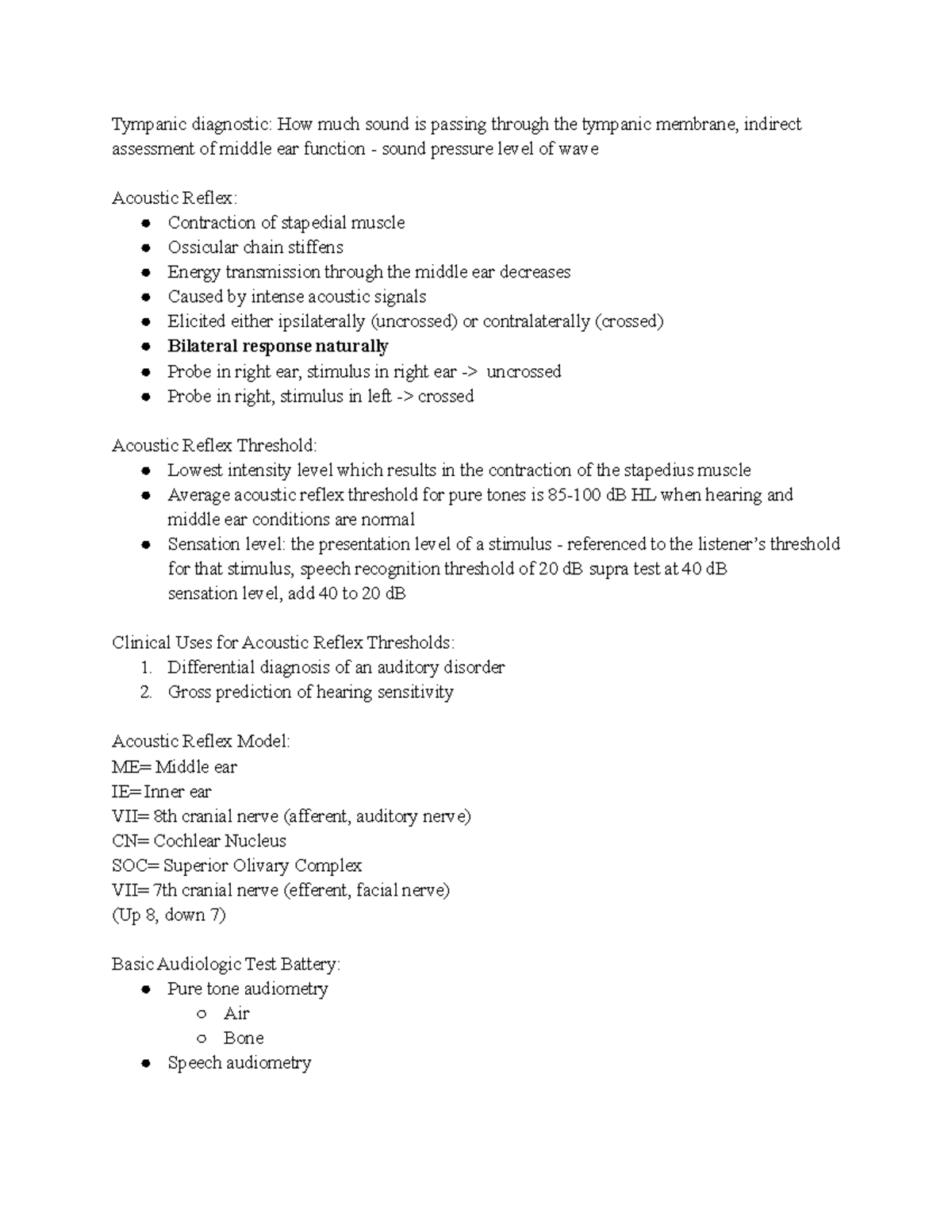 Acoustic Reflex Notes - Tympanic diagnostic: How much sound is passing ...