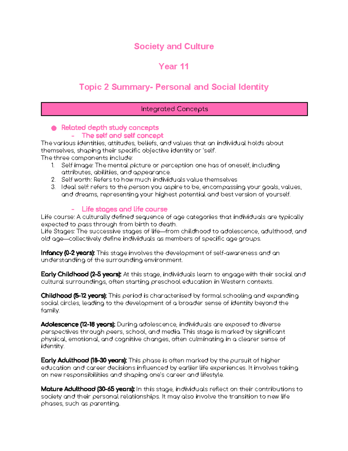 Society and culture personal and social identity summary - Society and ...