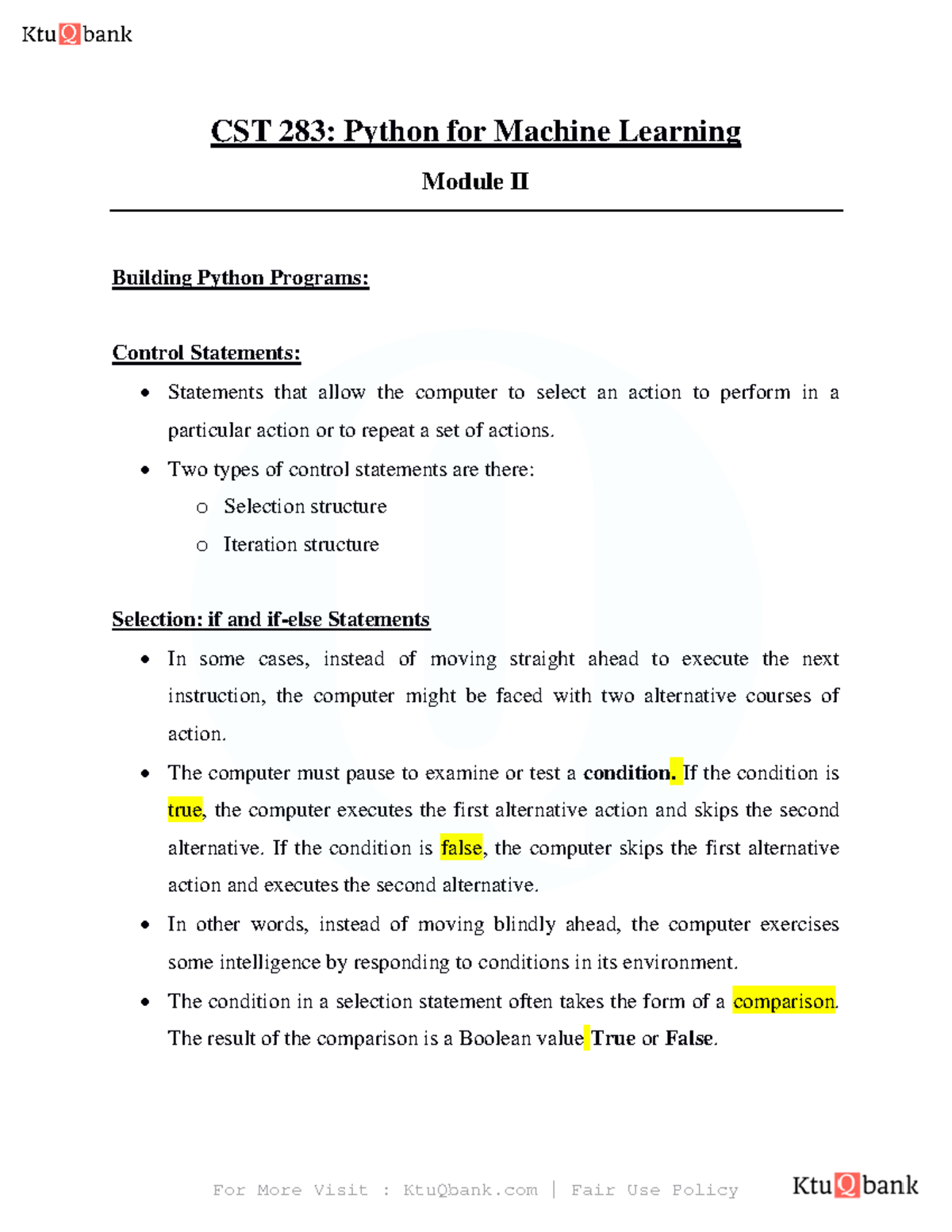 CST 283 M2 - KQB Ktu Qbank - CST 283: Python for Machine Learning ...