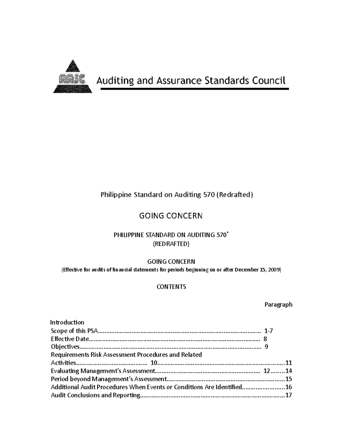 PSA-570-Redrafted - surance Standards B Philippine Standard on Auditing ...