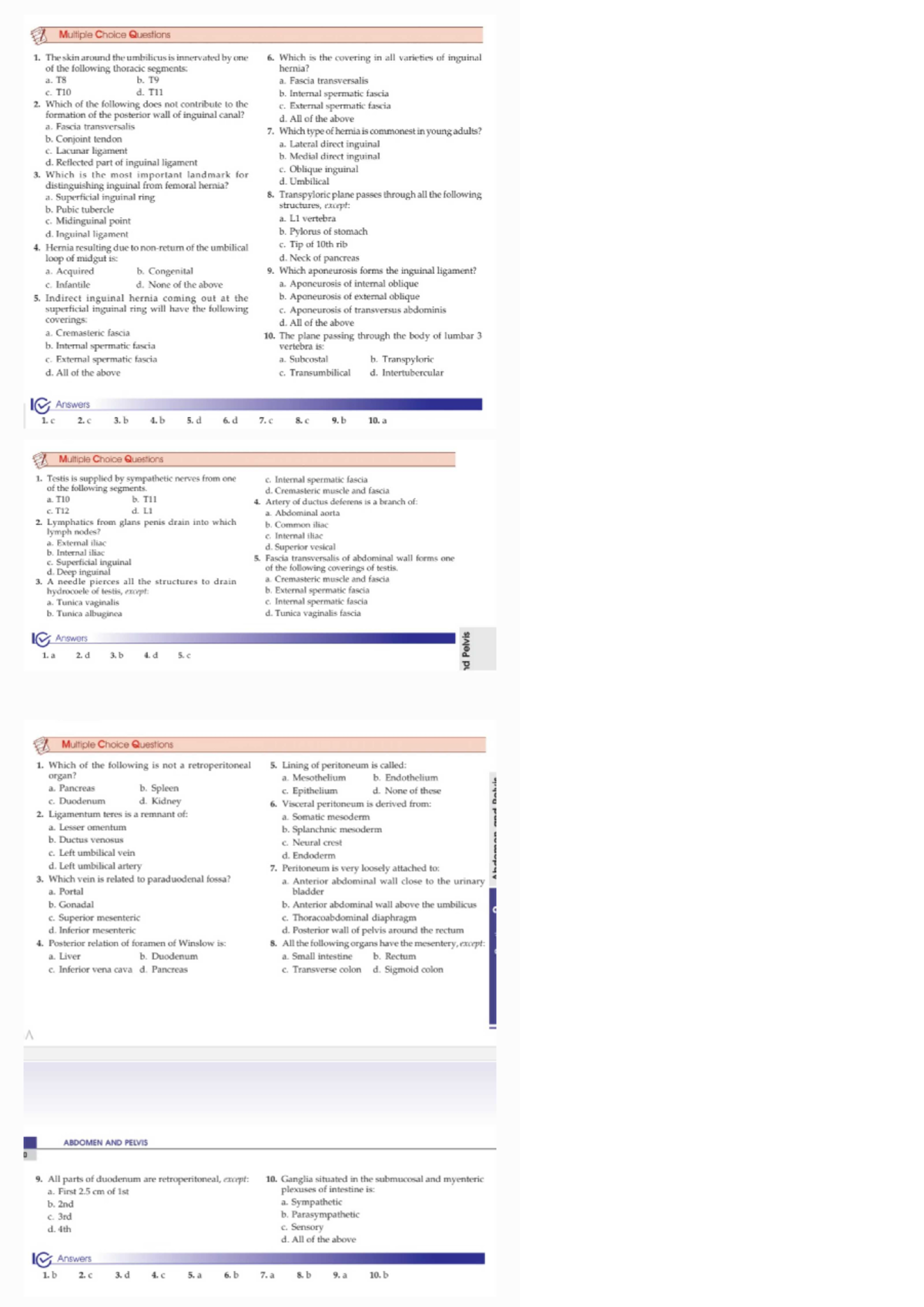 MCQsمهممم - Hhhjj - (b) Sympathetic trunks (c) Middle rectal artery (d ...