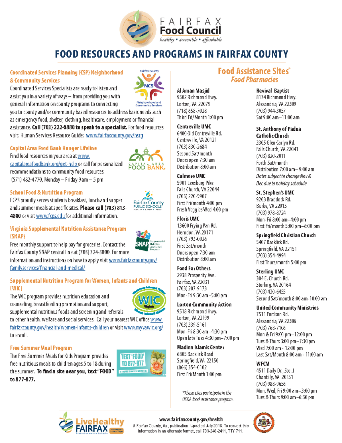 Fairfax-food-resources - FOOD RESOURCES AND PROGRAMS IN FAIRFAX COUNTY ...
