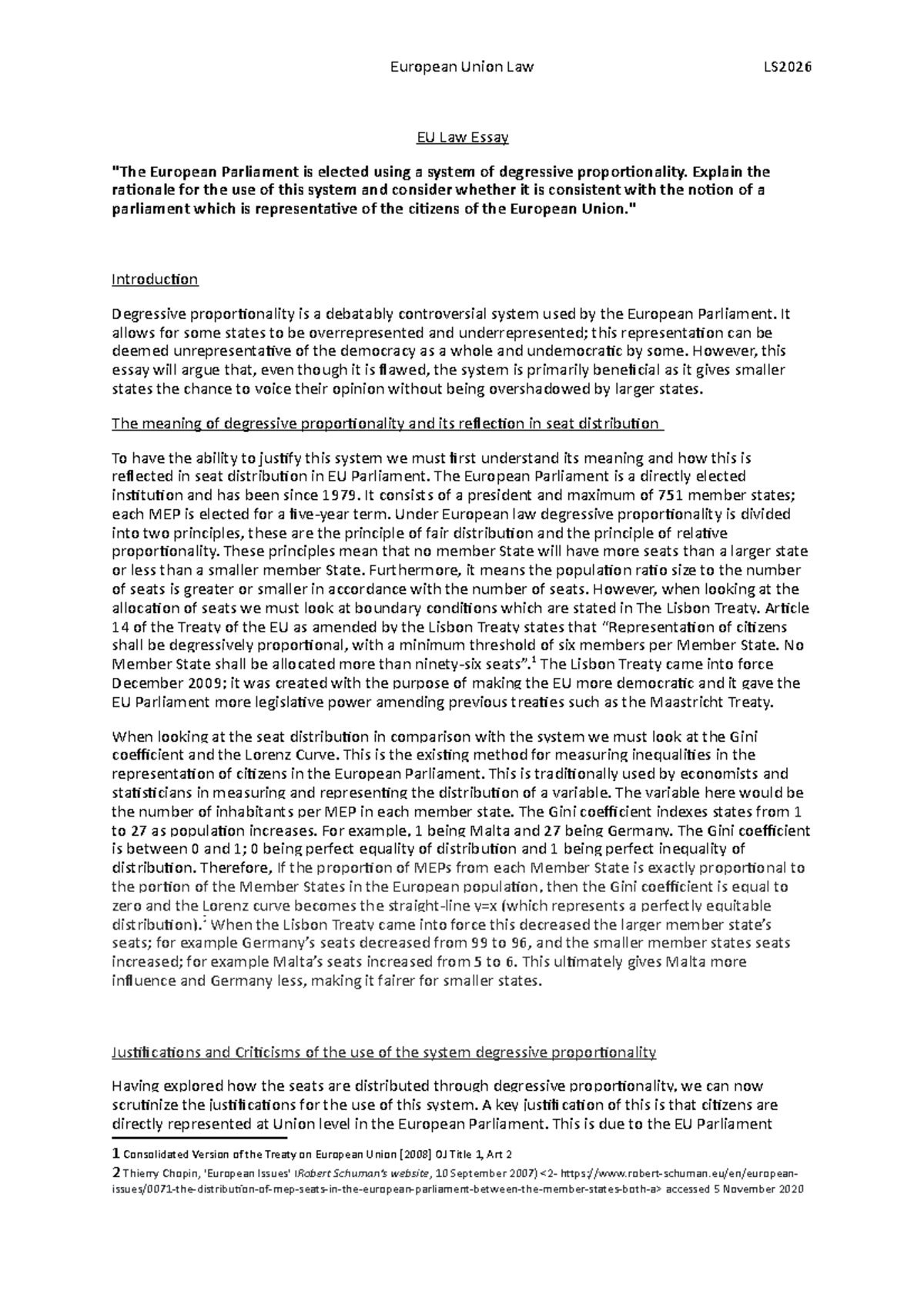 The European Parliament is elected using a system of degressive ...