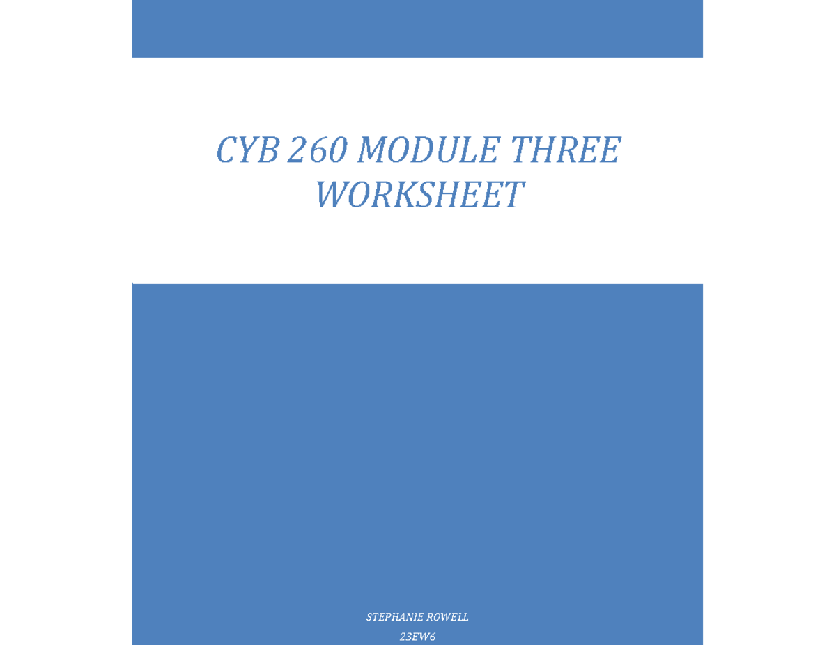 CYB 260 Module 3-3 - STEPHANIE ROWELL 23EW CYB 260 MODULE THREE ...