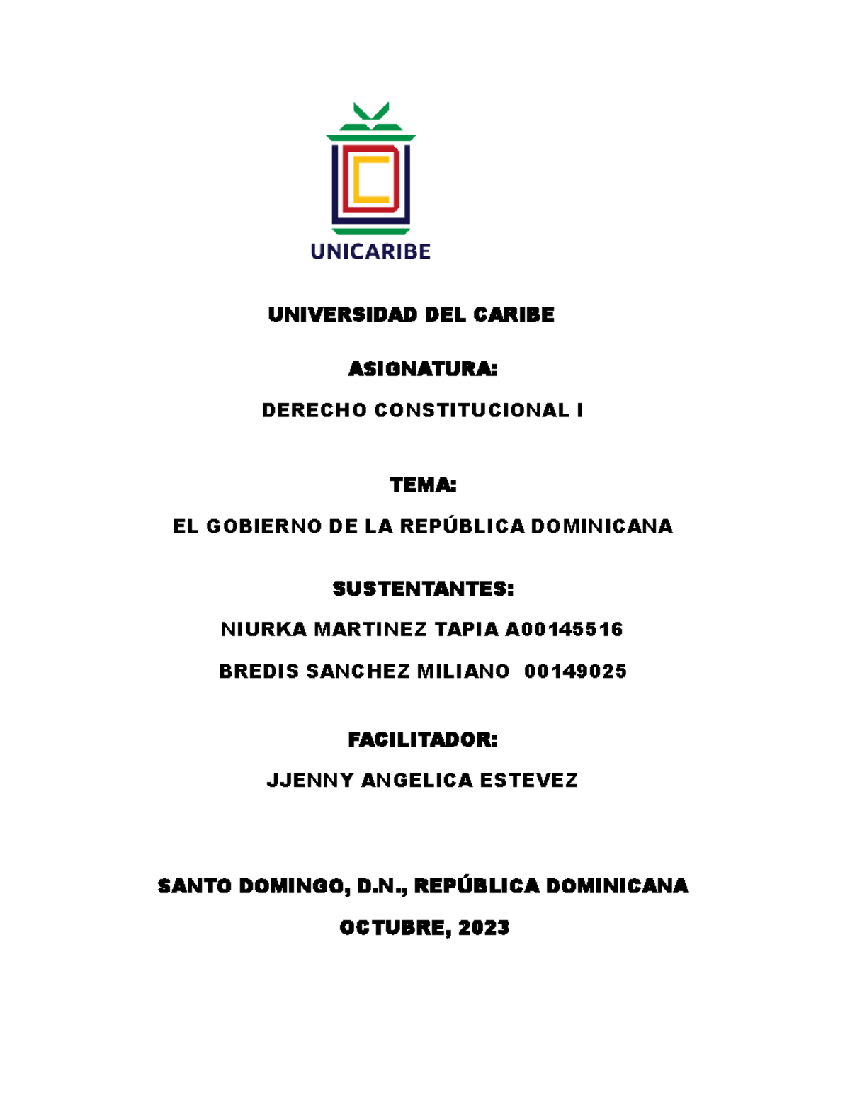 EL Gobierno DE LA Republica Dominicana, Derecho Constitucional I ...