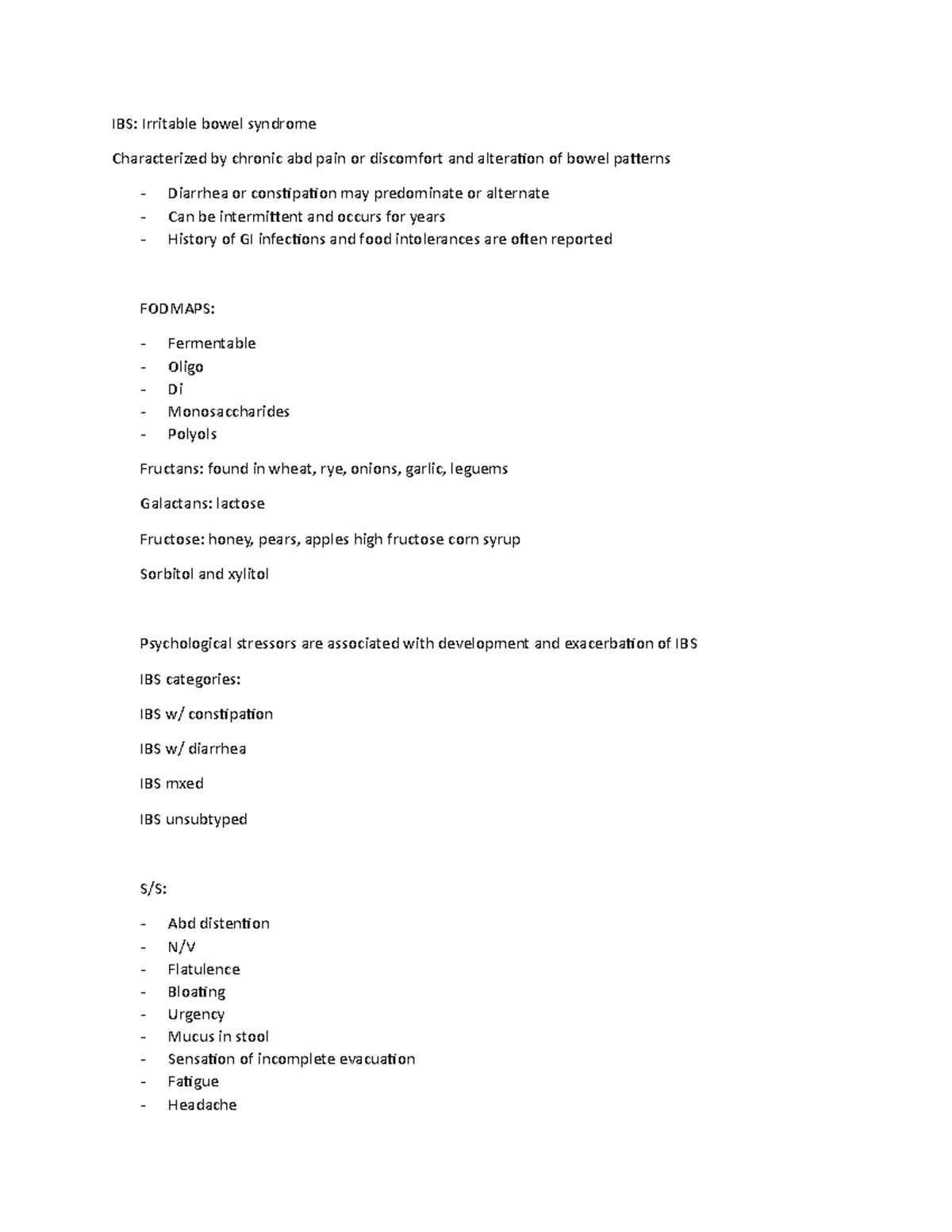 IBS cocept map - 10th ed - Medical-Surgical Nursing - IBS: Irritable ...