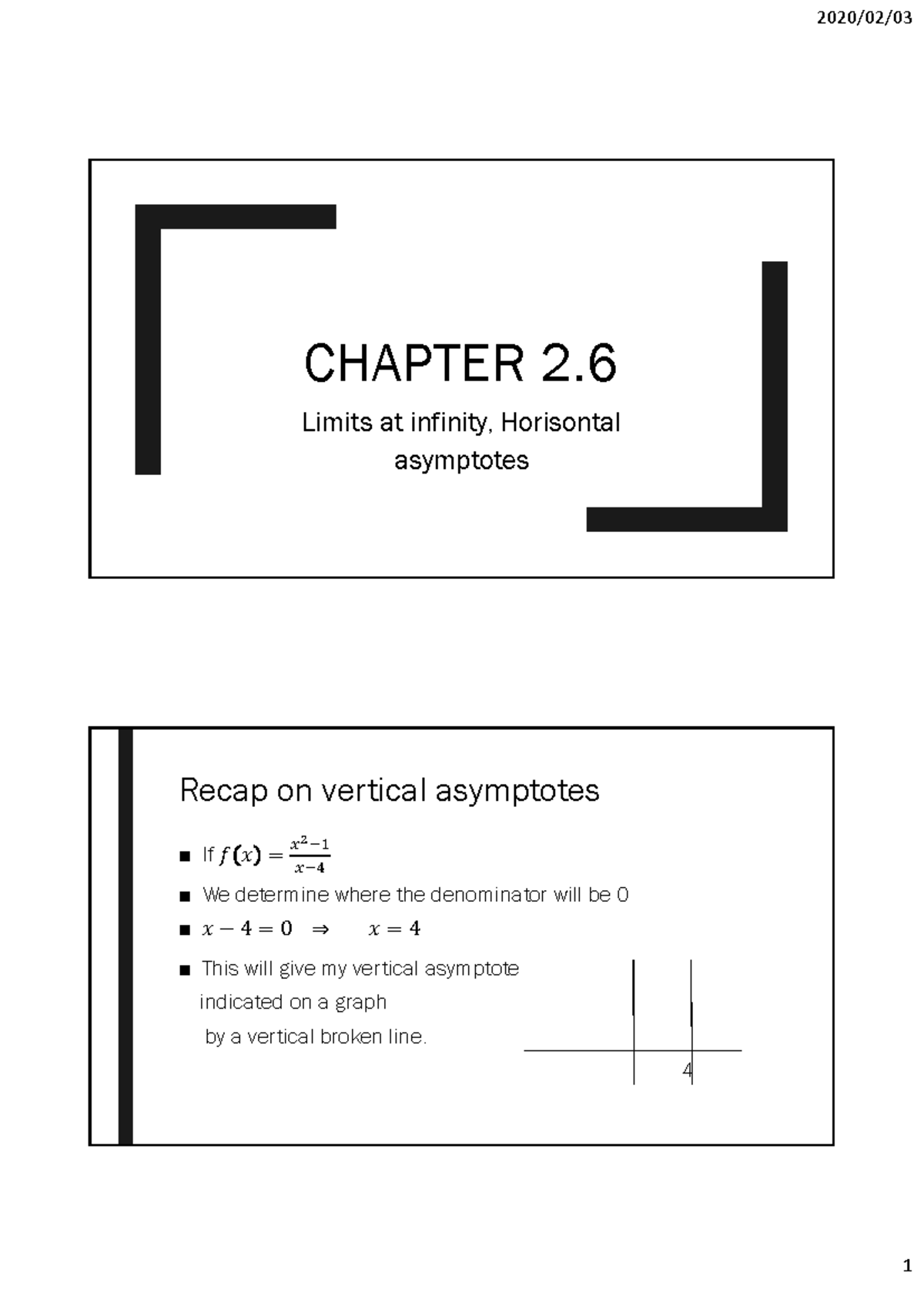 CH 2 - limits at infinity clearly explained - CHAPTER 2. Limits at infinity, Horisontal ...