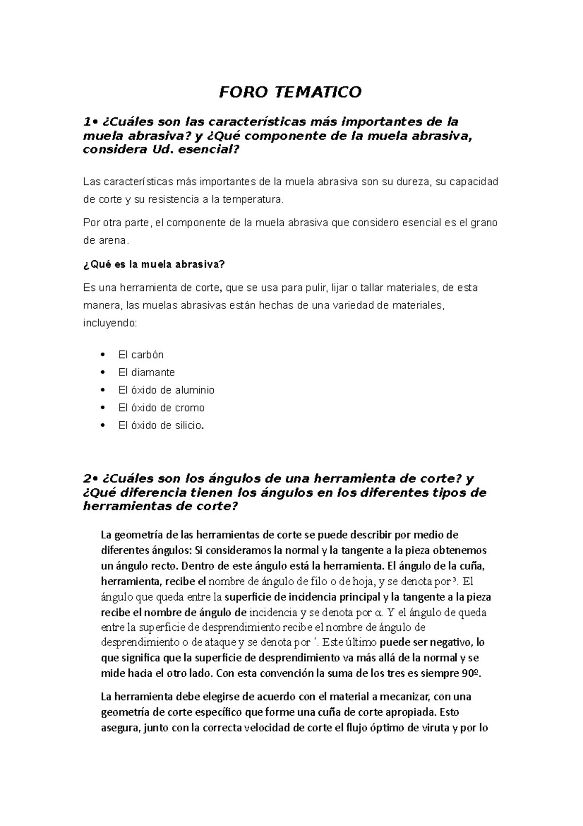 FORO Tematico Afilado - espero les sirva - FORO TEMATICO 1• ¿Cuáles son ...