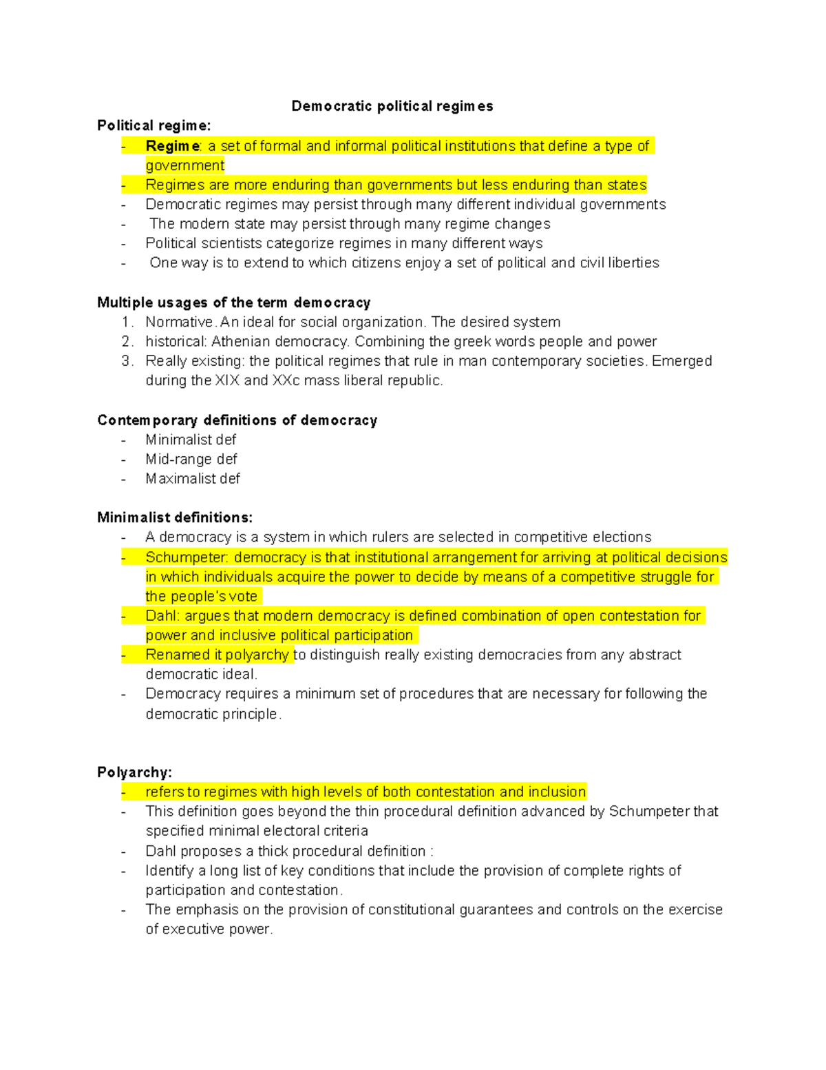 Polisci module 3 pt 1 - Democratic political regimes Political regime ...
