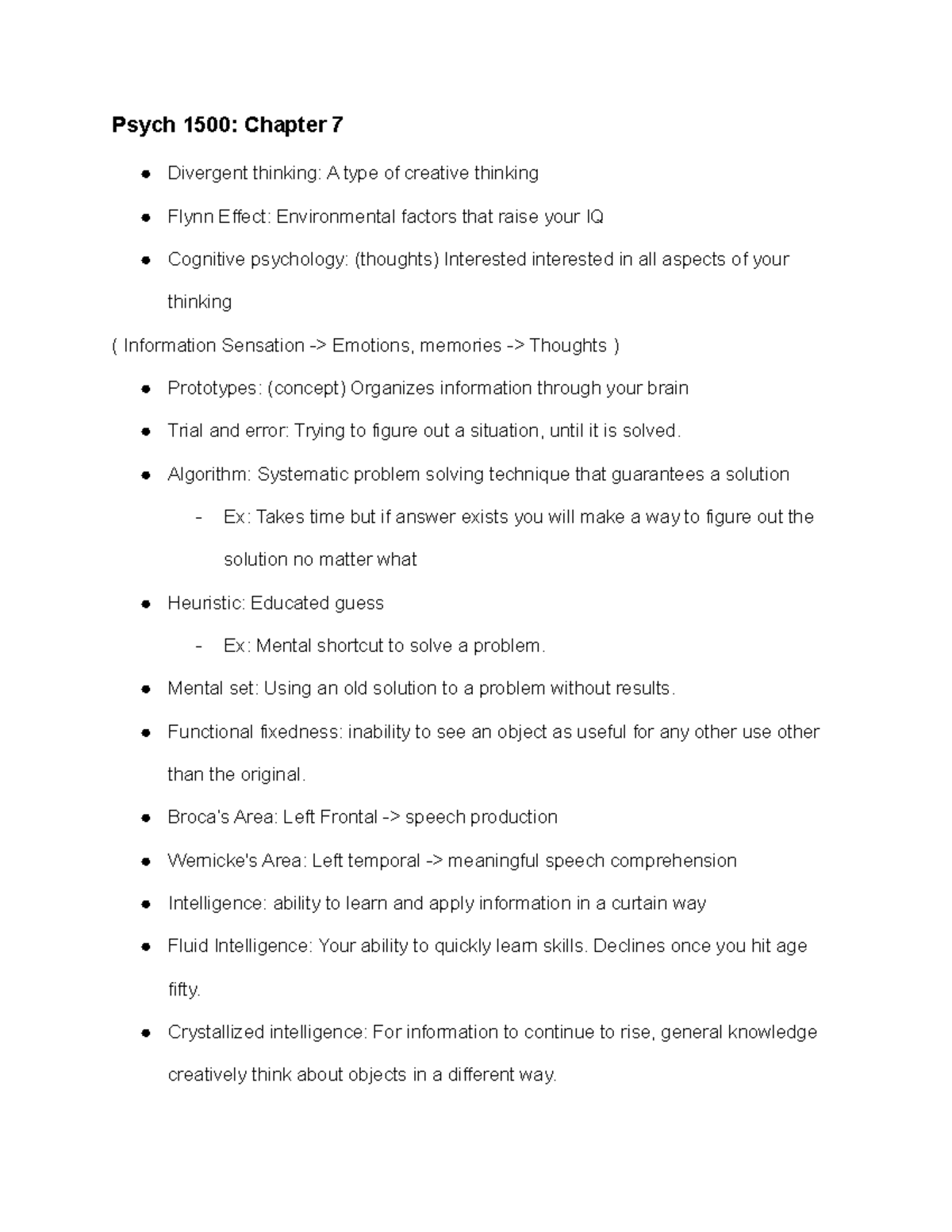 Chapter 7 psych notes - Psych 1500: Chapter 7 Divergent thinking: A ...