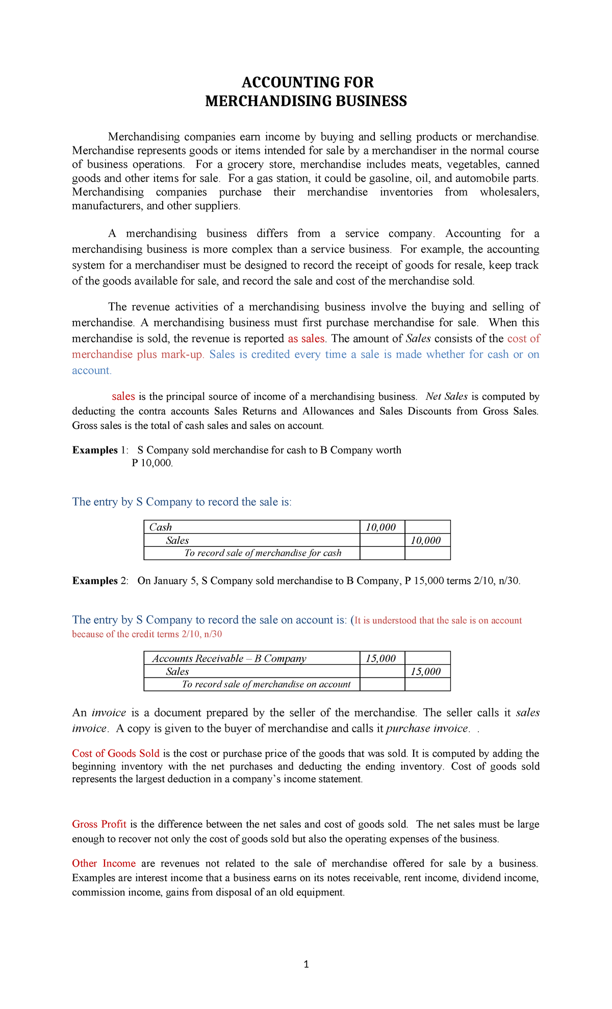 MERCHANDISING BUSINESS WITH ASSESSMENT - ACCOUNTING FOR MERCHANDISING ...