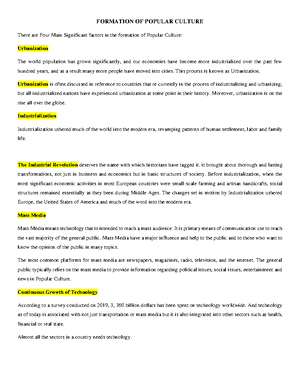 POP Culture(AN Overview) - Notes - POP CULTURE: AN OVERVIEW Definition ...