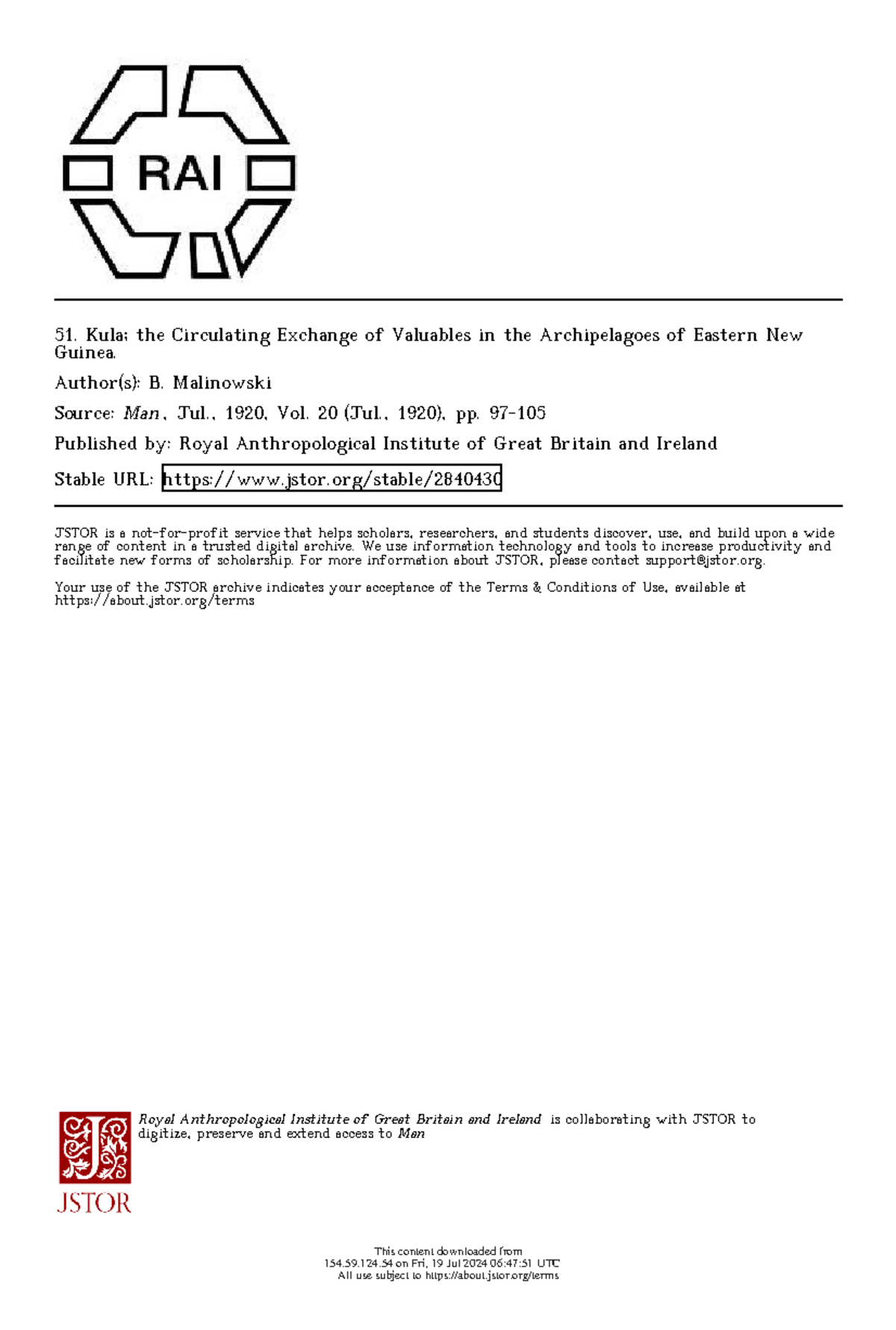 Malinowski-51Kula Circulating-1920 - 51. Kula; the Circulating Exchange ...