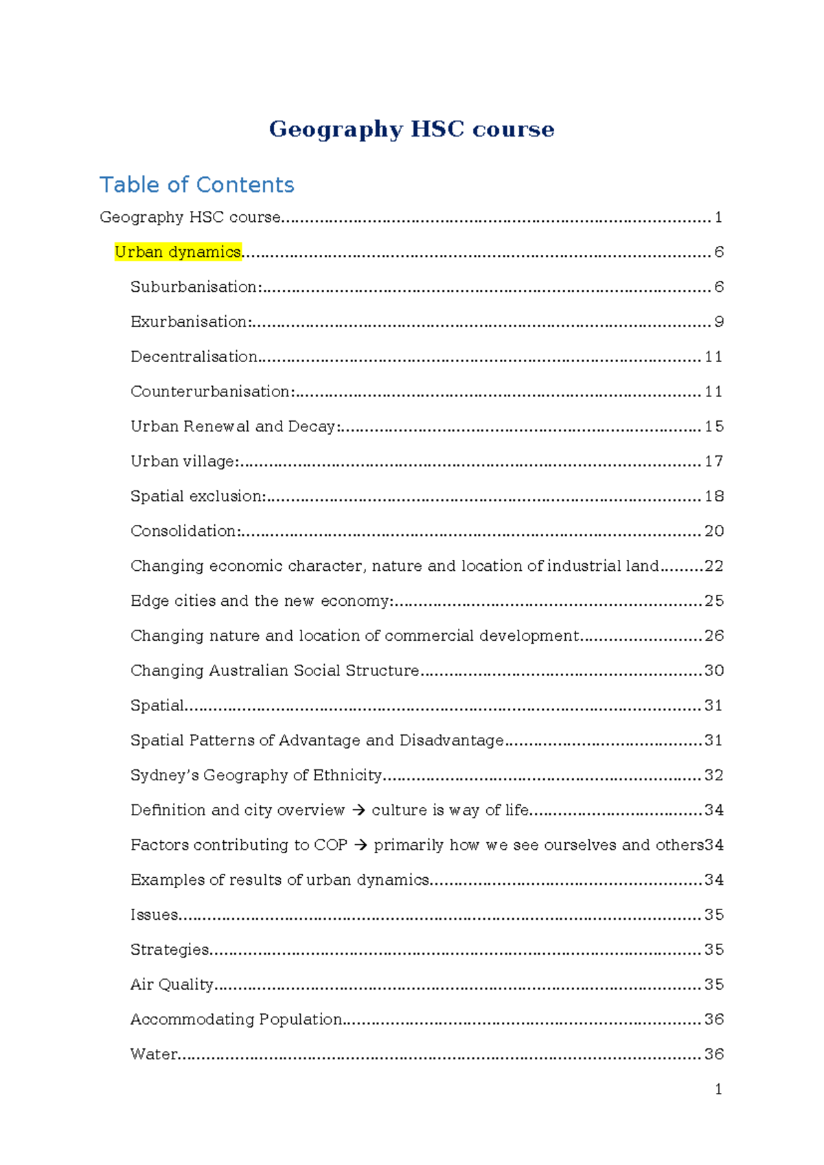 Geography HSC course notes - Geography HSC course Geography HSC - Studocu