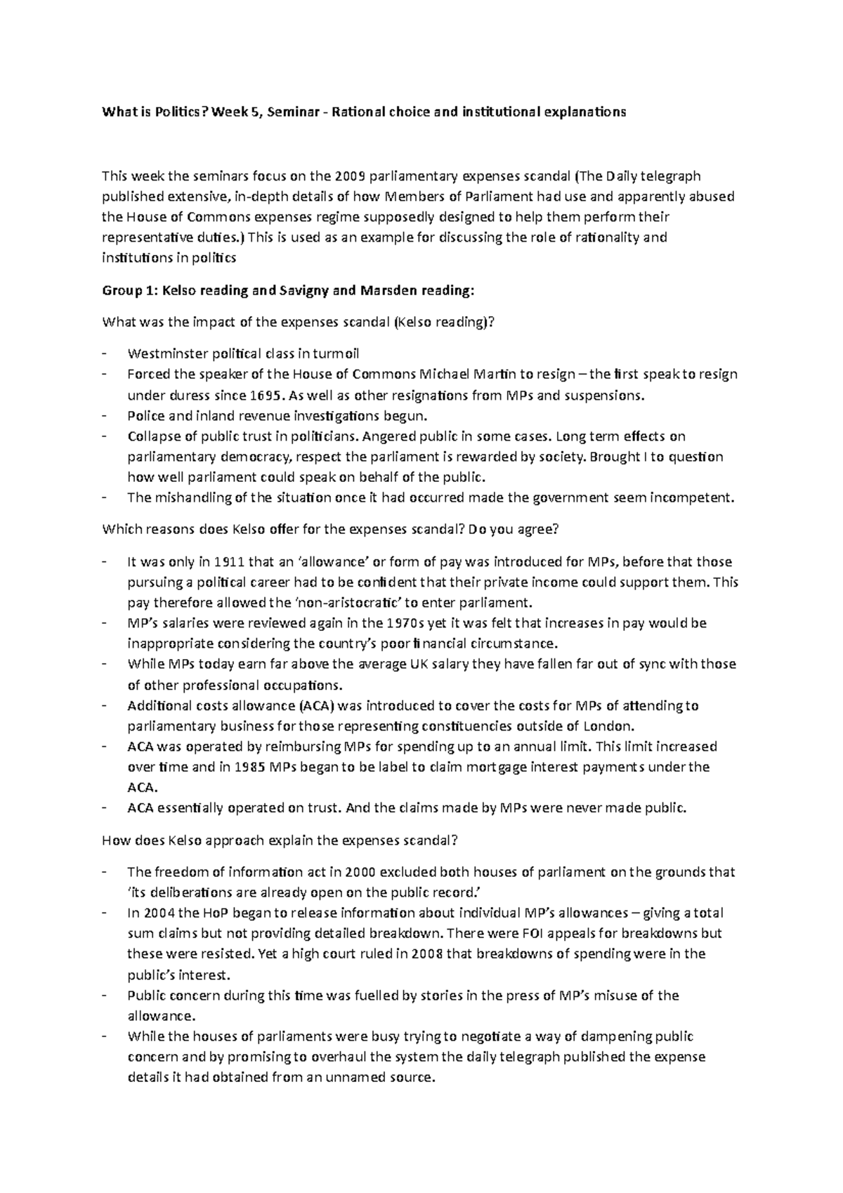 Rational choice and institutional explanations - ) This is used as an ...