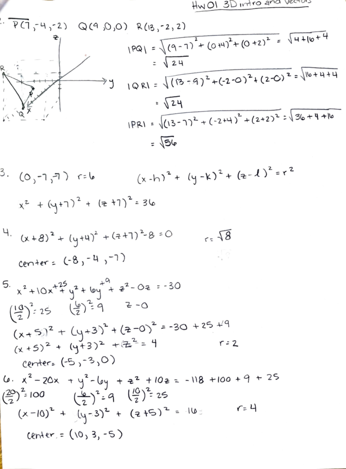 Hw 1 3D intro and vectors -\V\l 0\ 3 D ,v-A