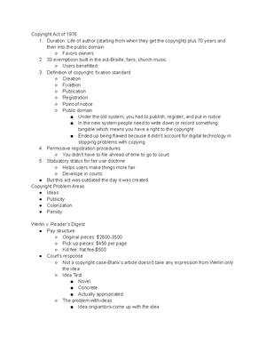 Lecture 13 Class Notes - ****Write short paragraph summaries of all the ...
