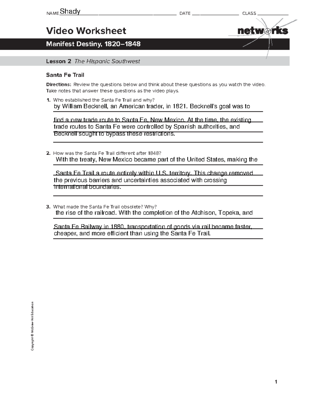 Santa Fe Trail Video-1 - yyyyyyyyyyyyyyyyyyyyyyy - Copyright © McGraw ...