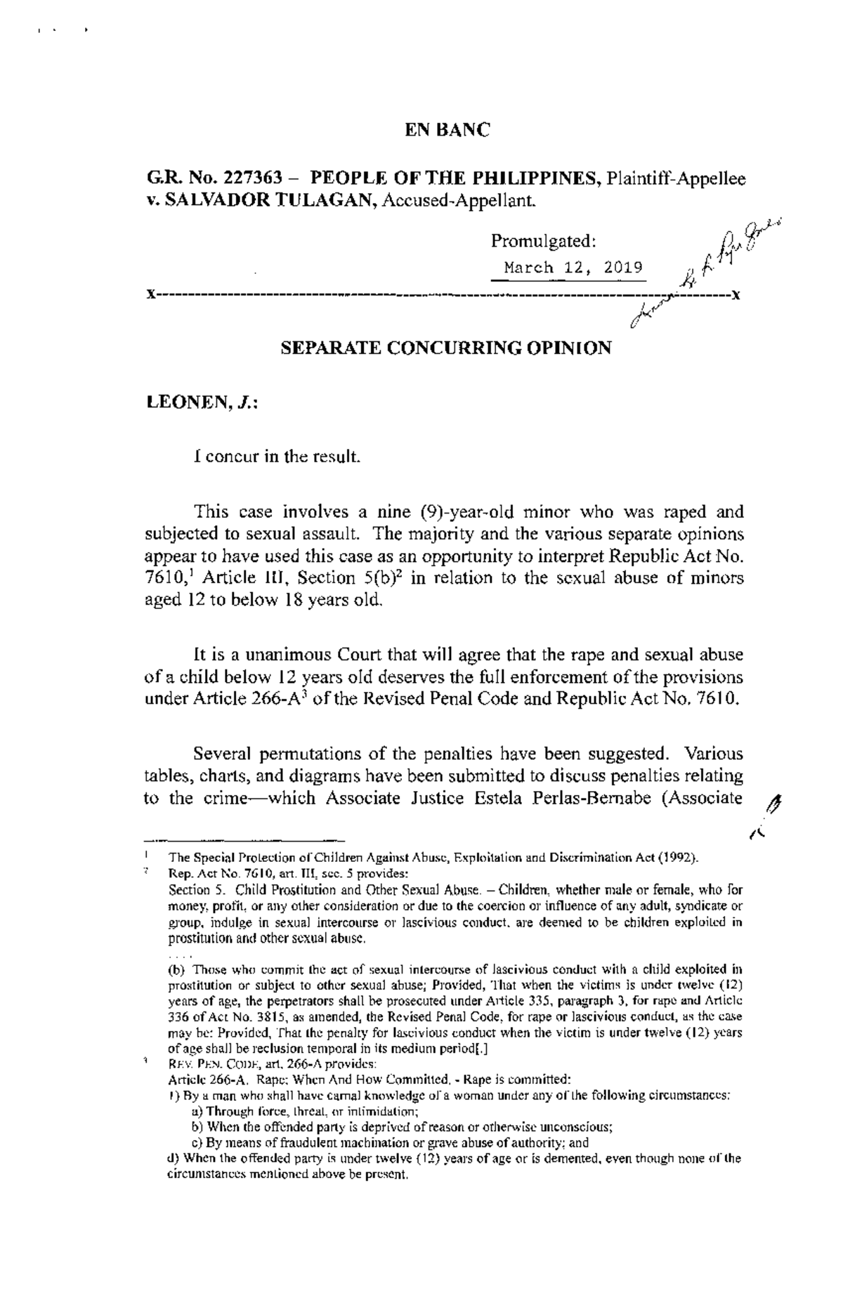 SO Tulagan case - EN BANC G. No. 227363 - PEOPLE OF THE PHILIPPINES ...