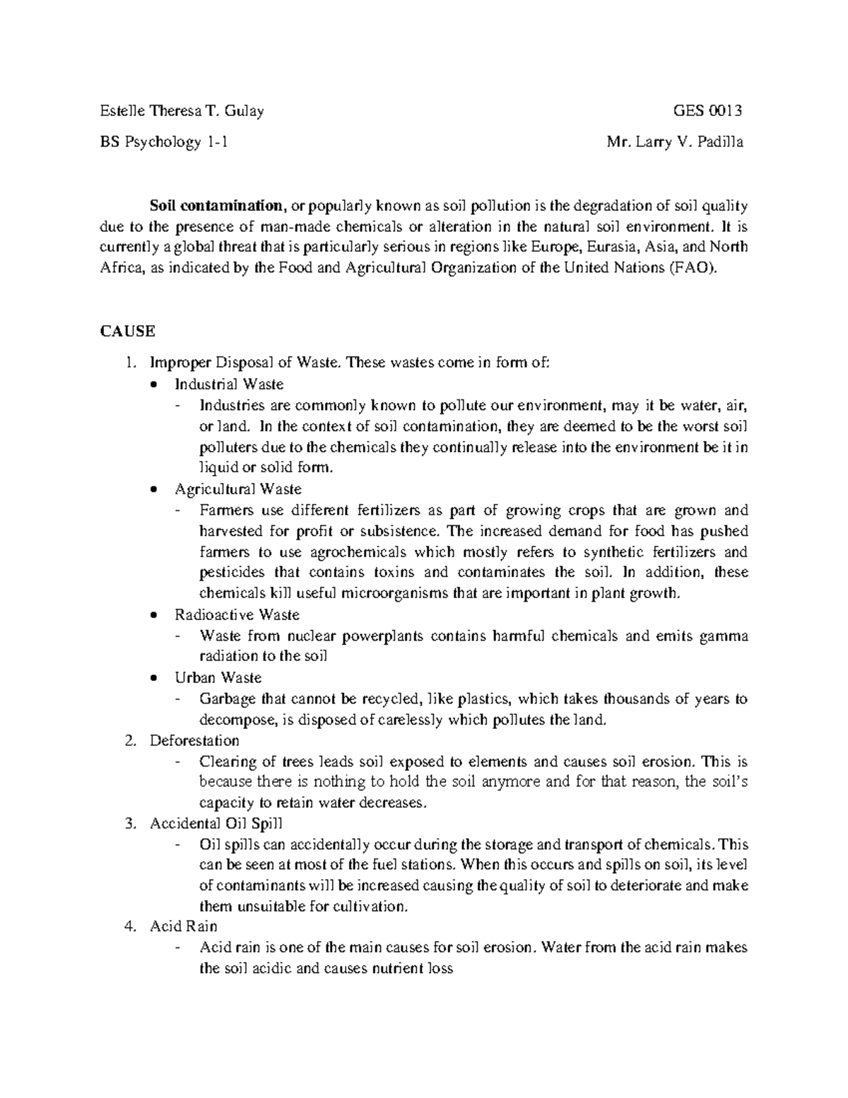 GES Assignment 1 - Estelle Theresa T. Gulay GES 0013 BS Psychology 1-1 ...
