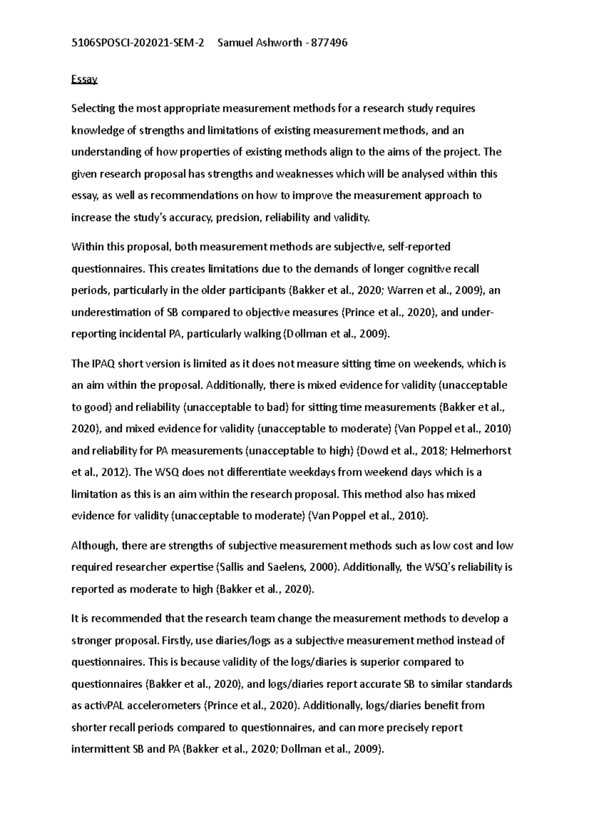 Essay PA - 5106SPOSCI - LJMU - Studocu