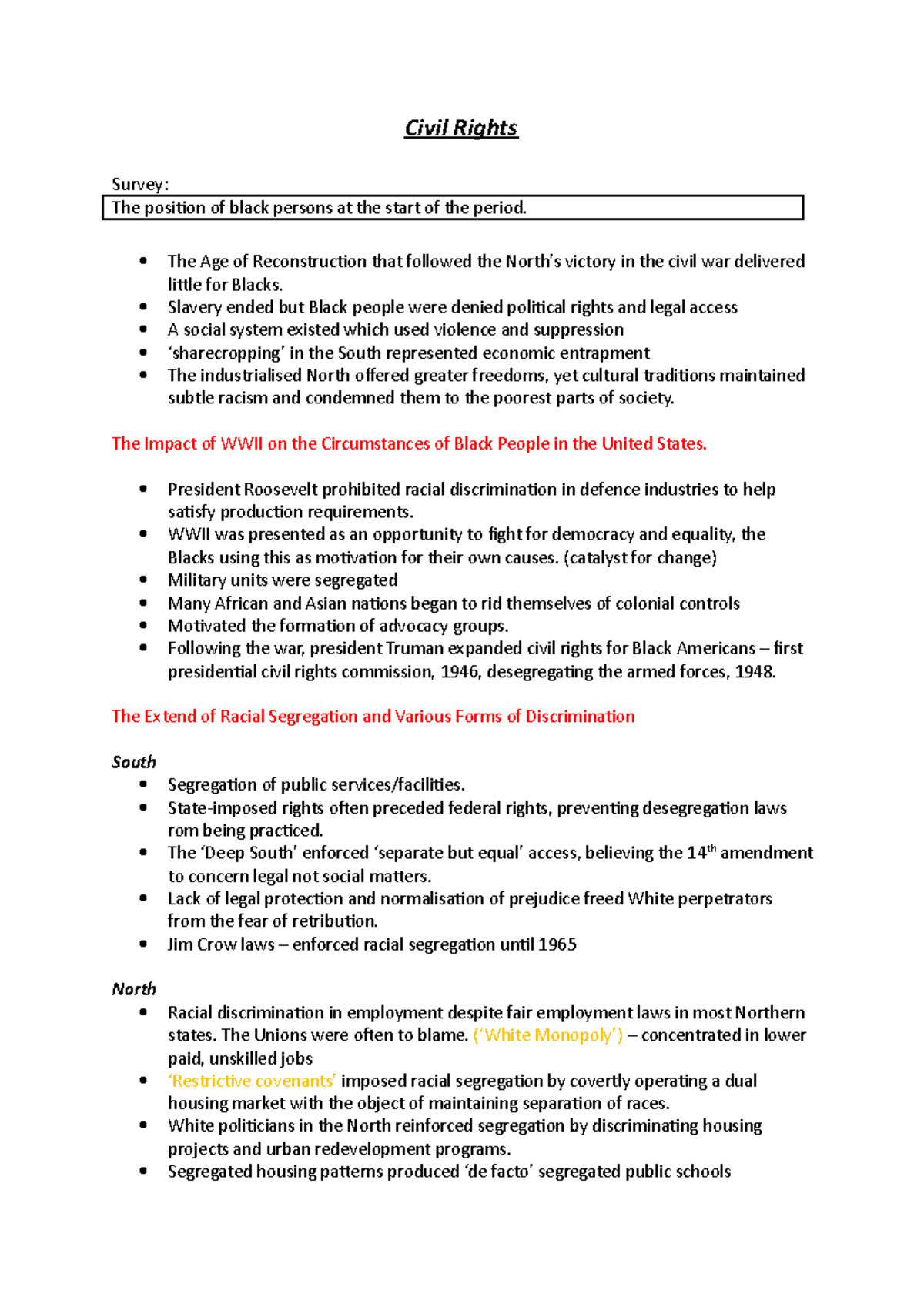 Civil Rights - Civil Rights Survey: The position of black persons at ...
