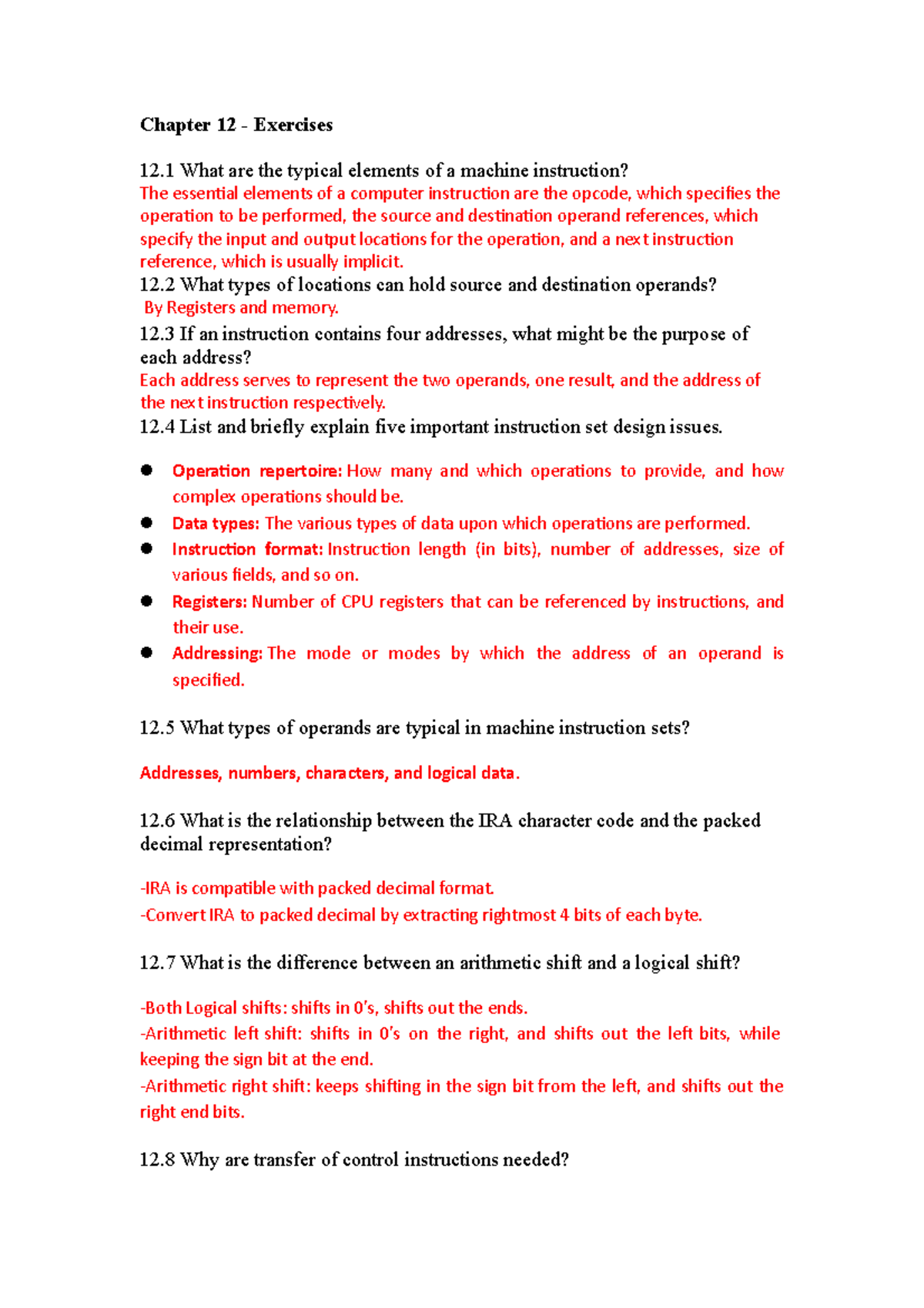 EX4 - answer of ex4 in cea 201 - Chapter 12 - Exercises 12 What are the typical elements of a ...