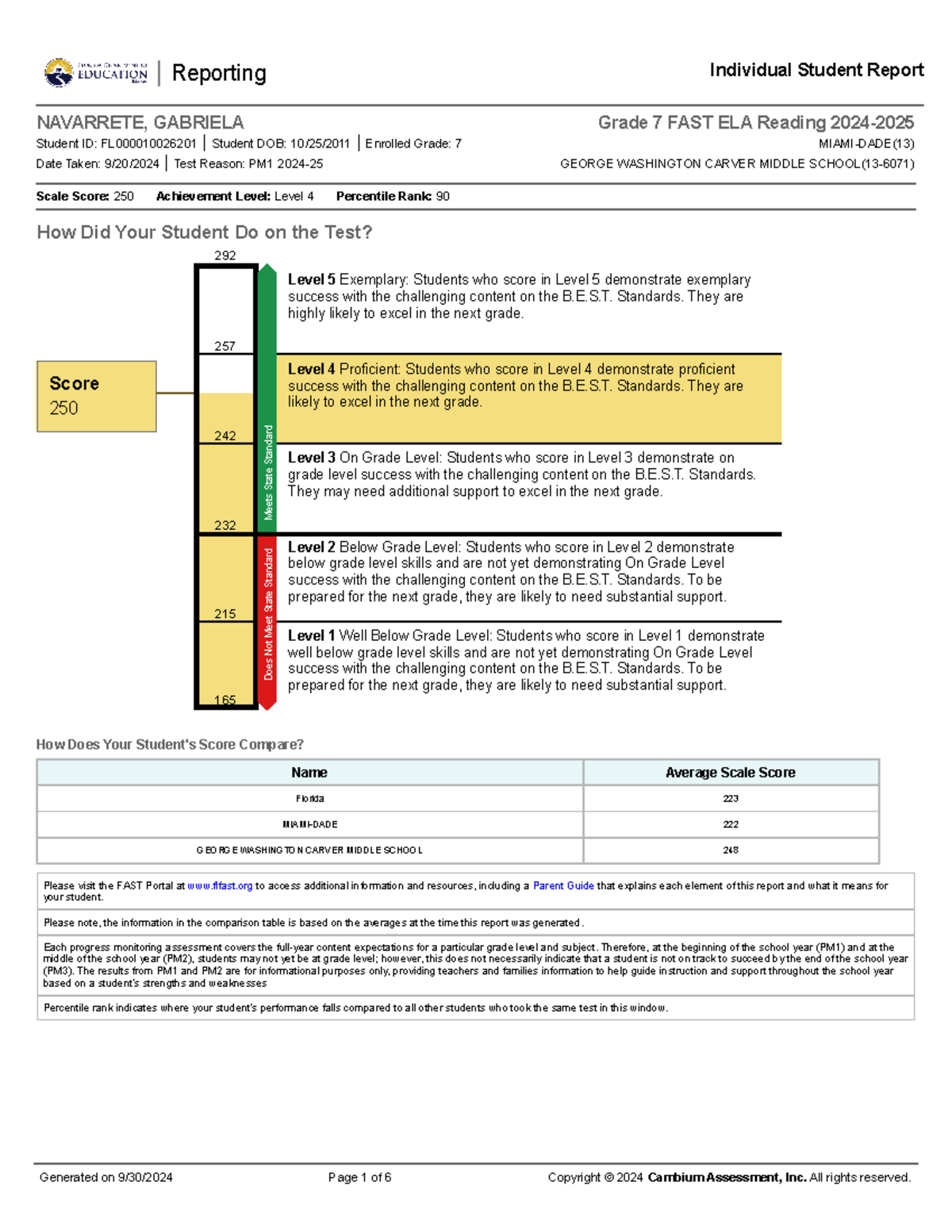 Grade 7 FAST PM1 ELA Reading - Please note, the information in the ...