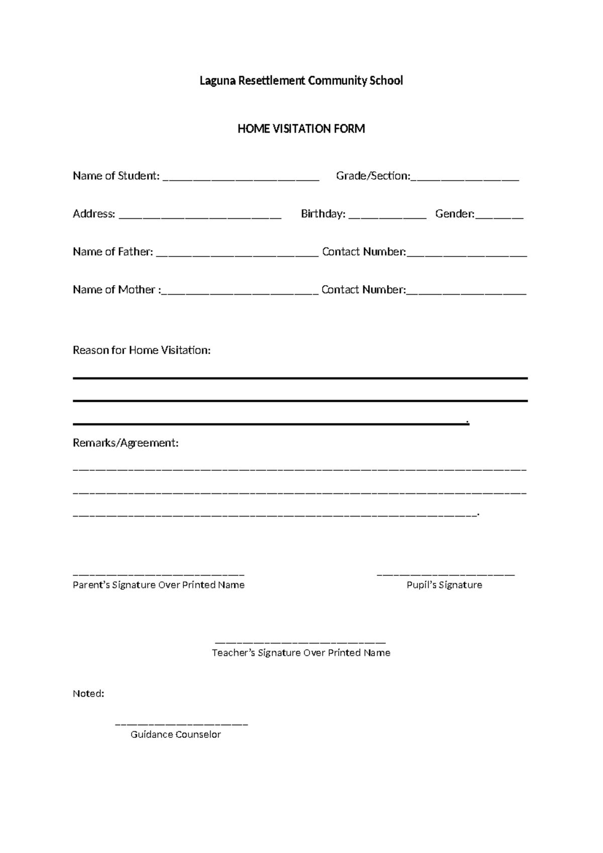 Home-Visitation-Form - Laguna Resettlement Community School HOME ...