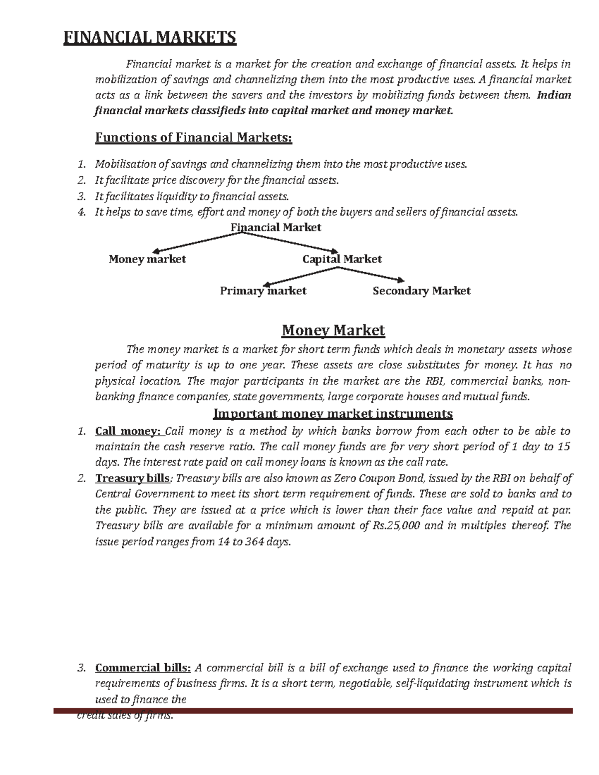 Financial Markets - FINANCIAL MARKETS Financial market is a market for ...